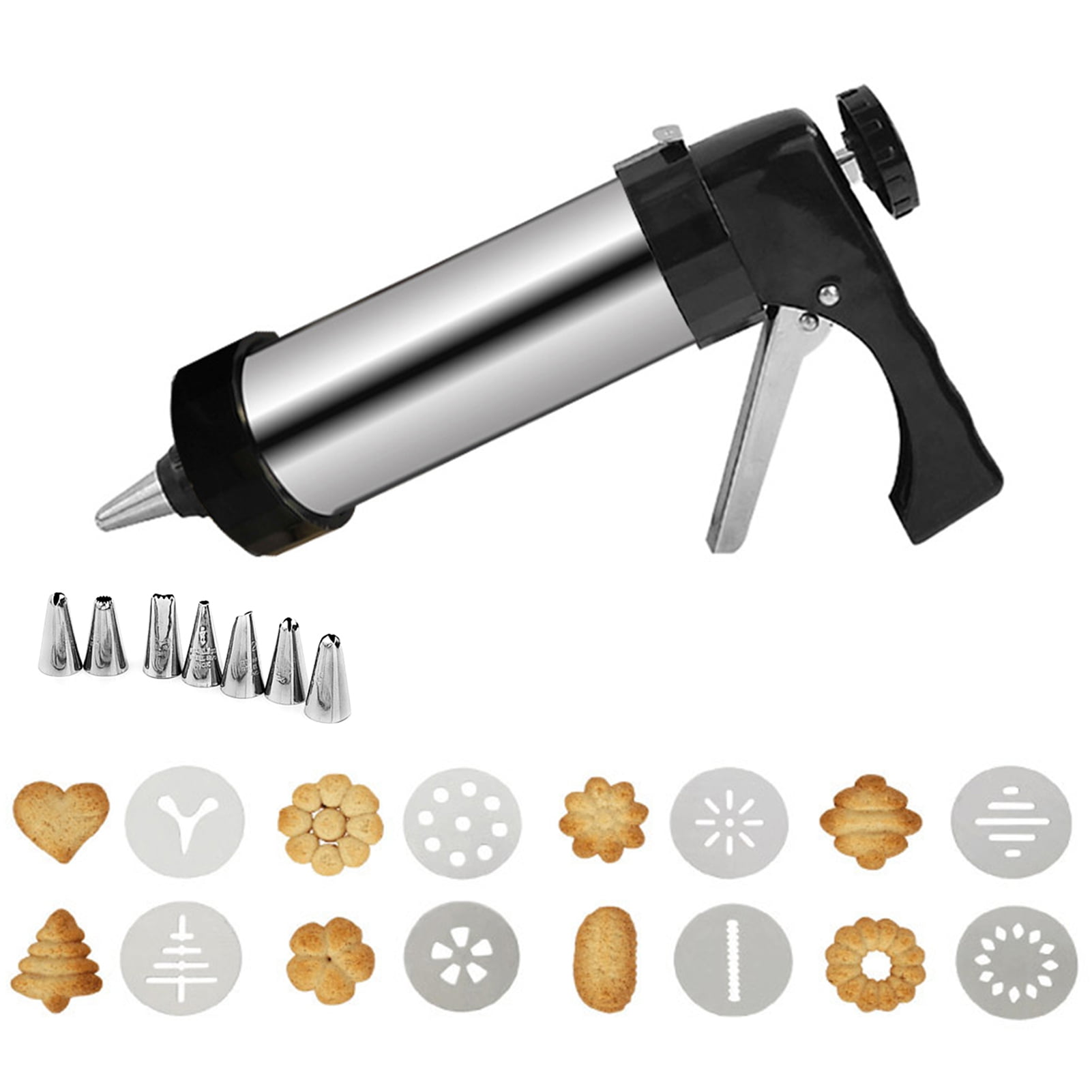 HZLXW Cookie Maker Machine Cookie Press with 8 Nozzles Stainless Steel ...