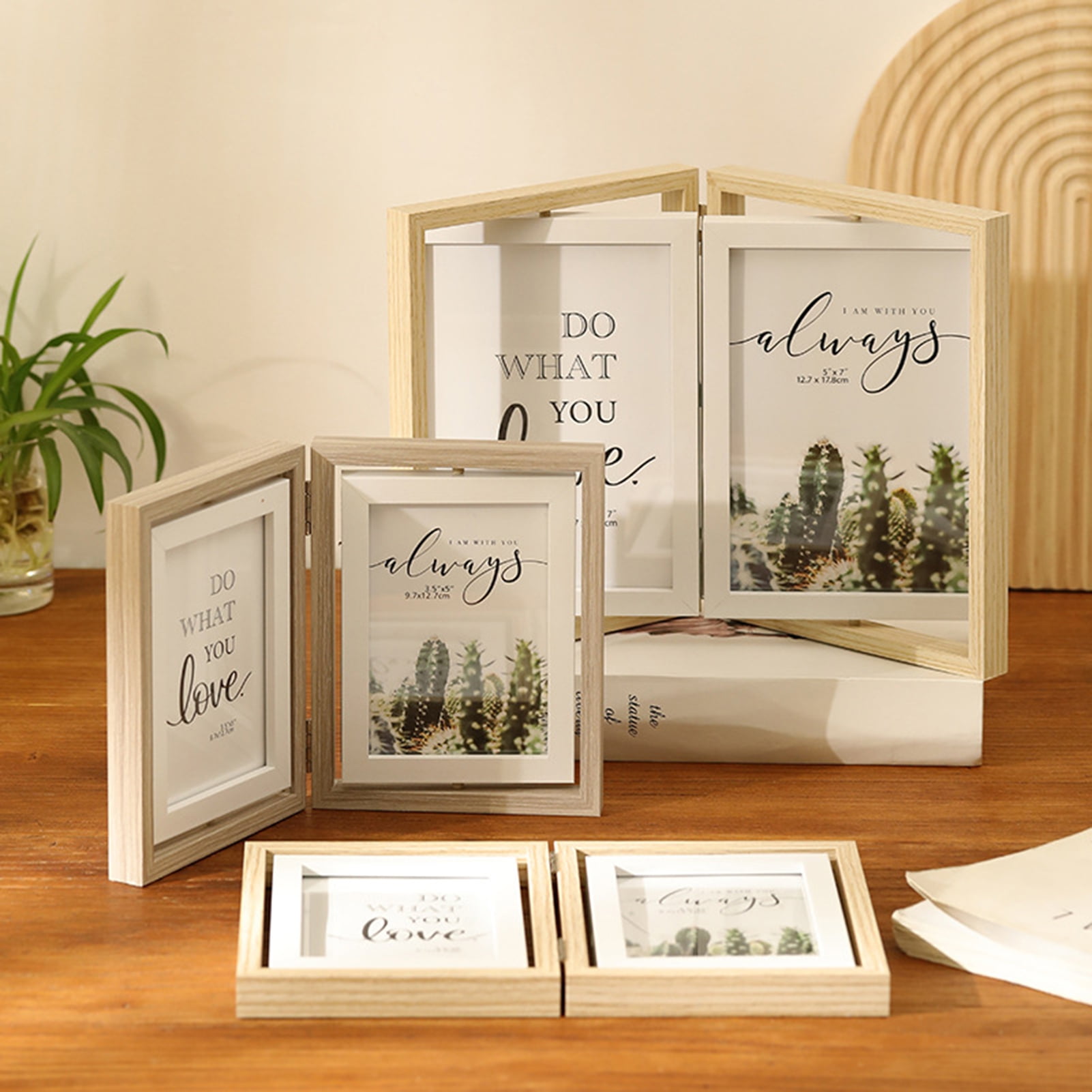 HZLXW Double Picture Frame Vertical Rotating Bi-fold Photo Frame with ...