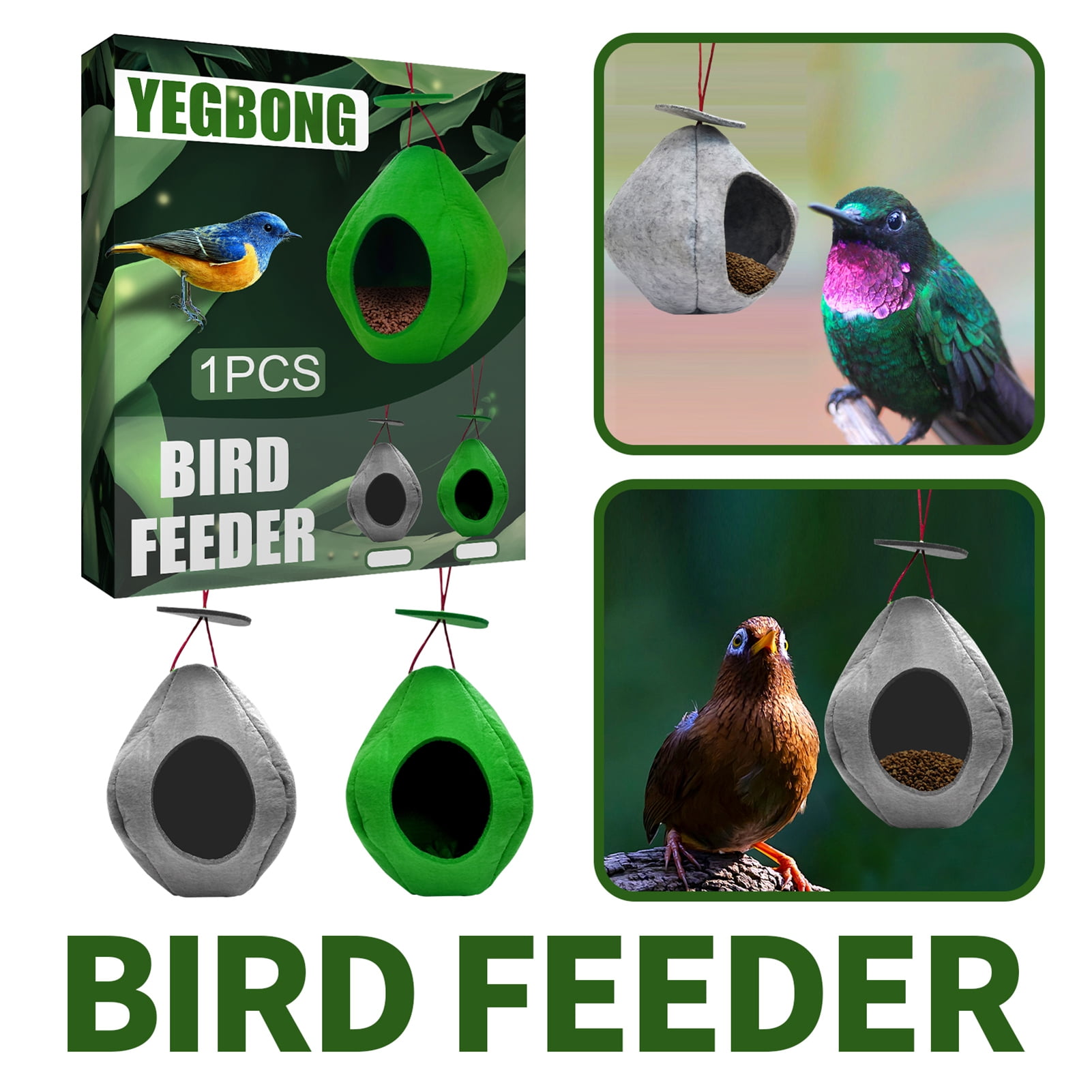 HZLXW Felt Cloth Bird Feeder Attractive Rounded Roof Design Decorative ...