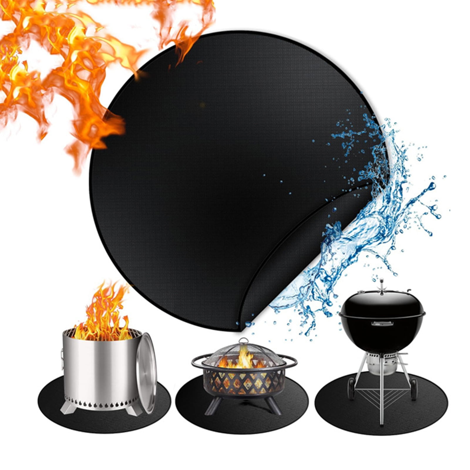 HZLXW Fireproof Pit Mat for Stove BBQ Heat Mat Round Square 3-Layer ...