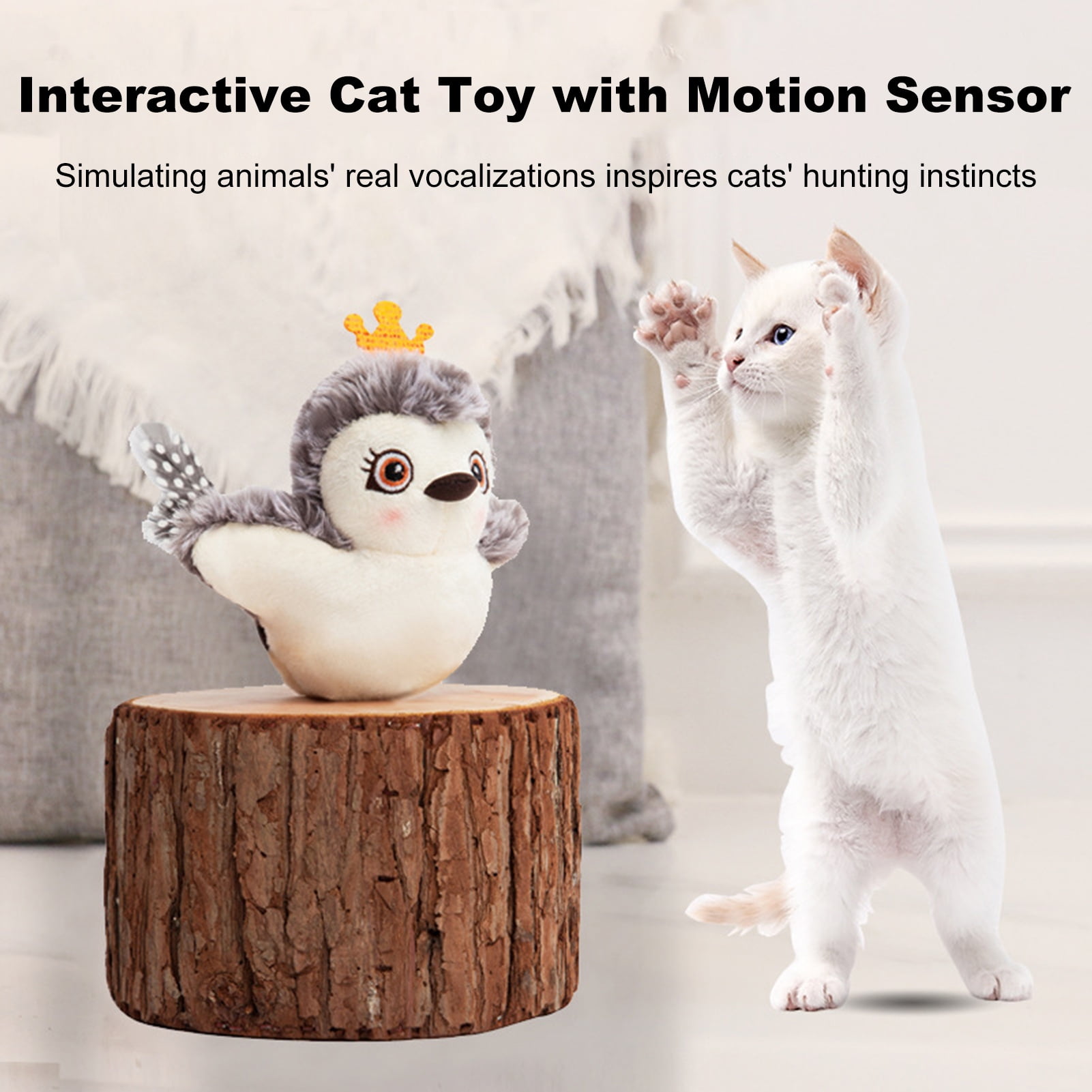 HZLXW Flapping Wings Cat Toy USB Rechargeable Interactive Plush Bat Owl ...