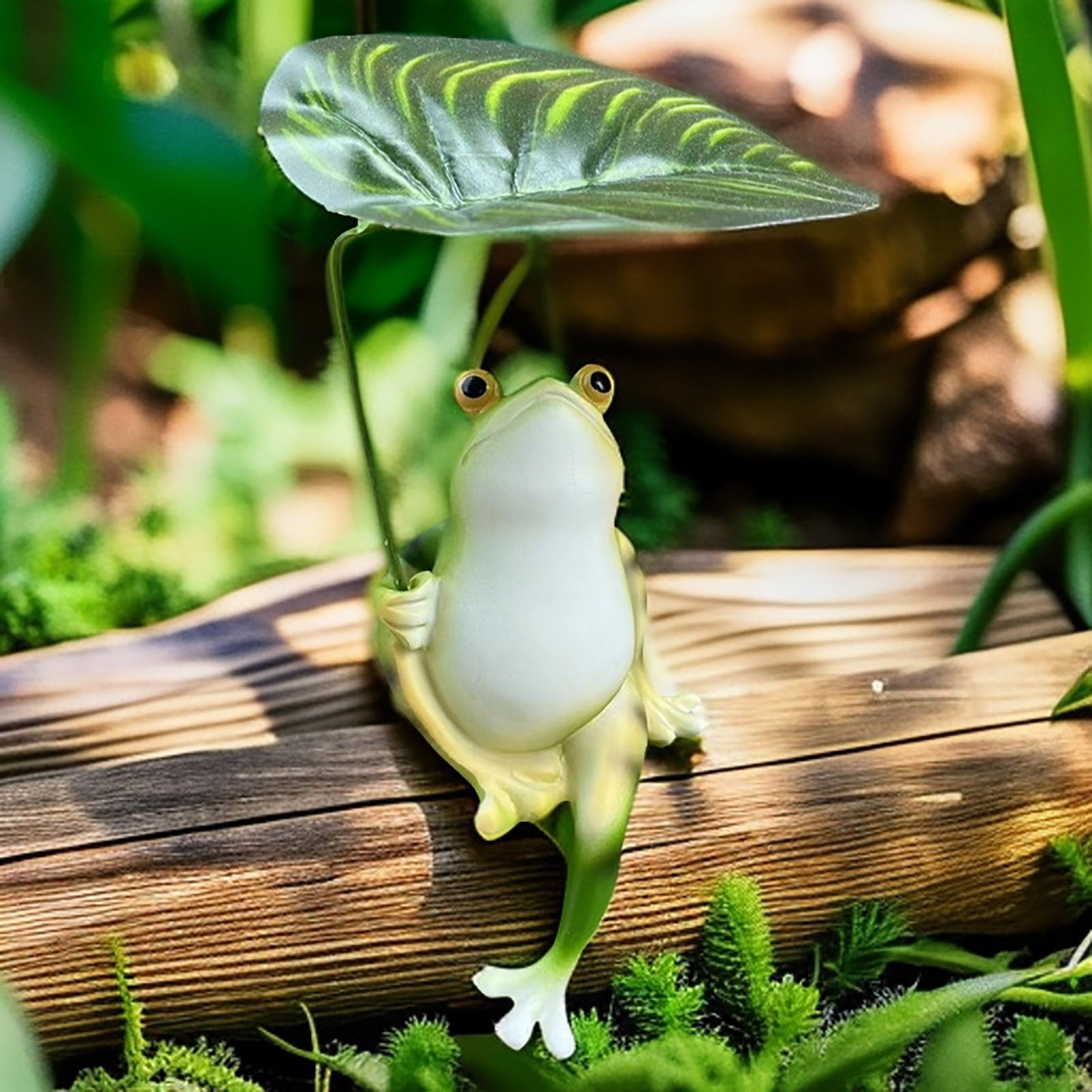 HZLXW Frog Statue Decor Resin Frog with Leaf Umbrella Figurine Ornament ...