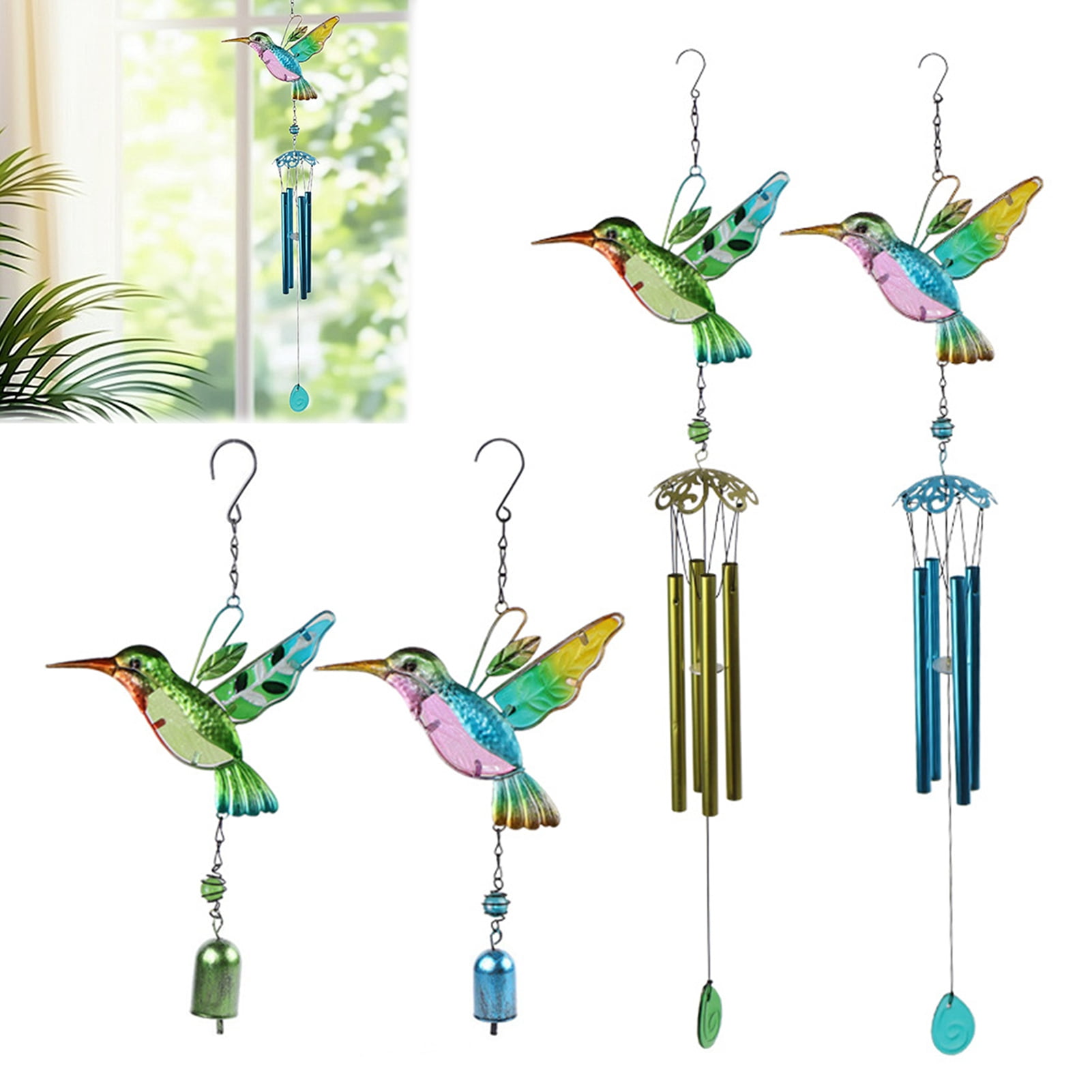 HZLXW Garden Hummingbird Wind Chime with Hook Easy to Hang Rustproof ...