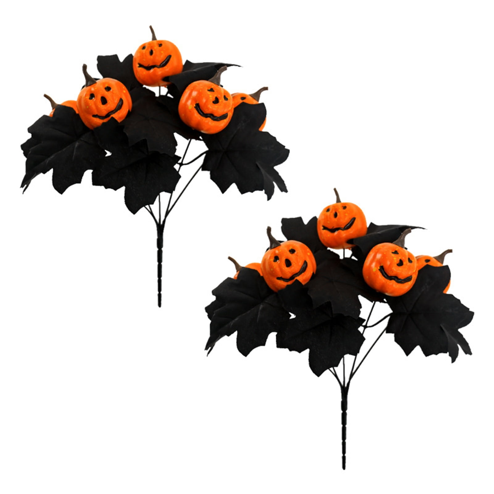 HZLXW Halloween Artificial Pumpkin Leaf Bouquet 5 Fork Realistic Fake ...