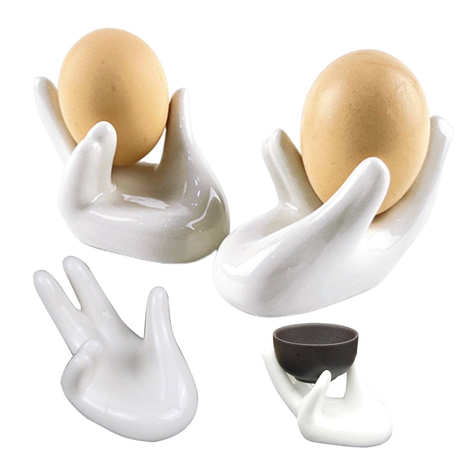 HZLXW Hand-Shaped Egg Holder Sturdy Ceramic Construction Easy ...
