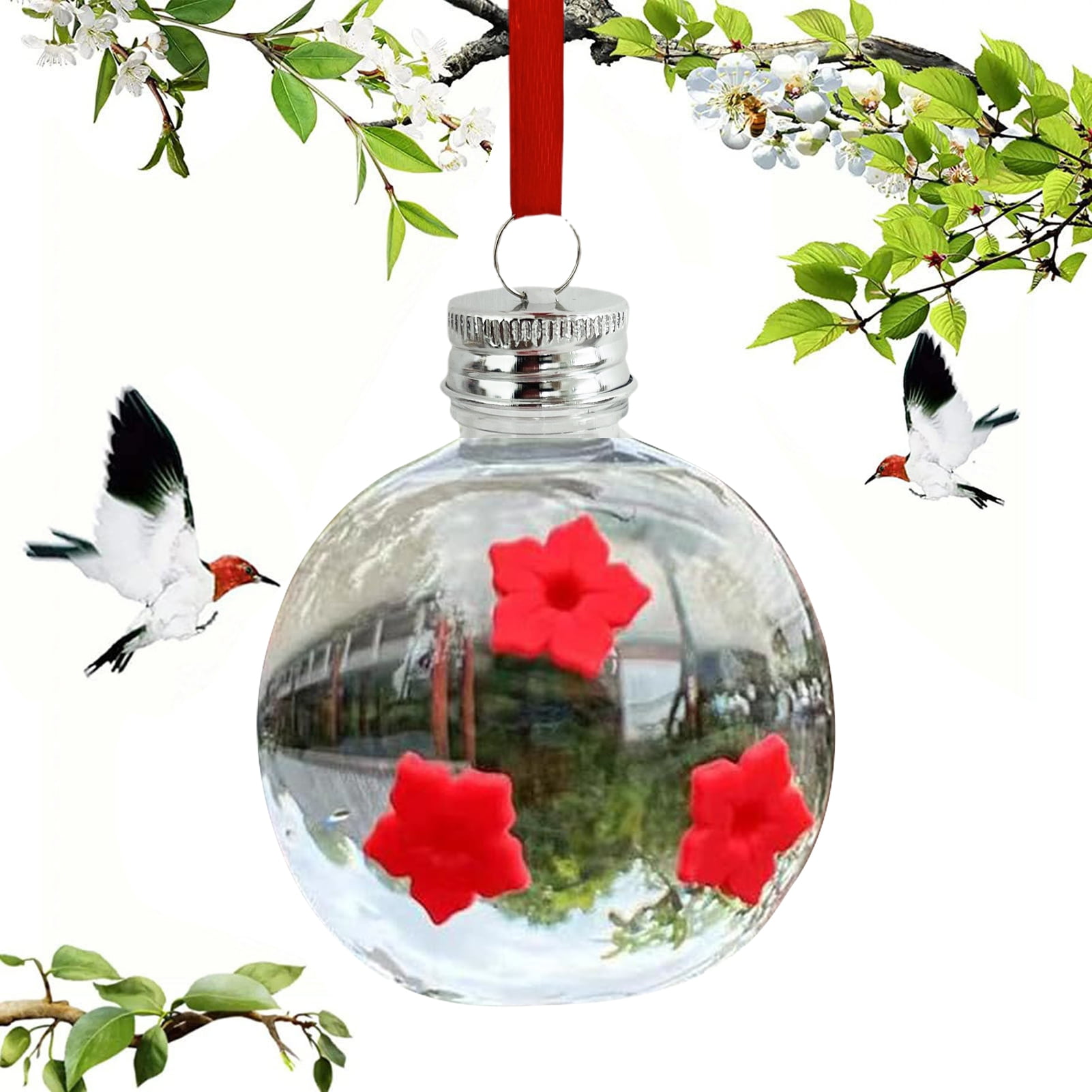 HZLXW Hanging Hummingbird Feeder Round Clear Outdoor Hummingbird Water ...