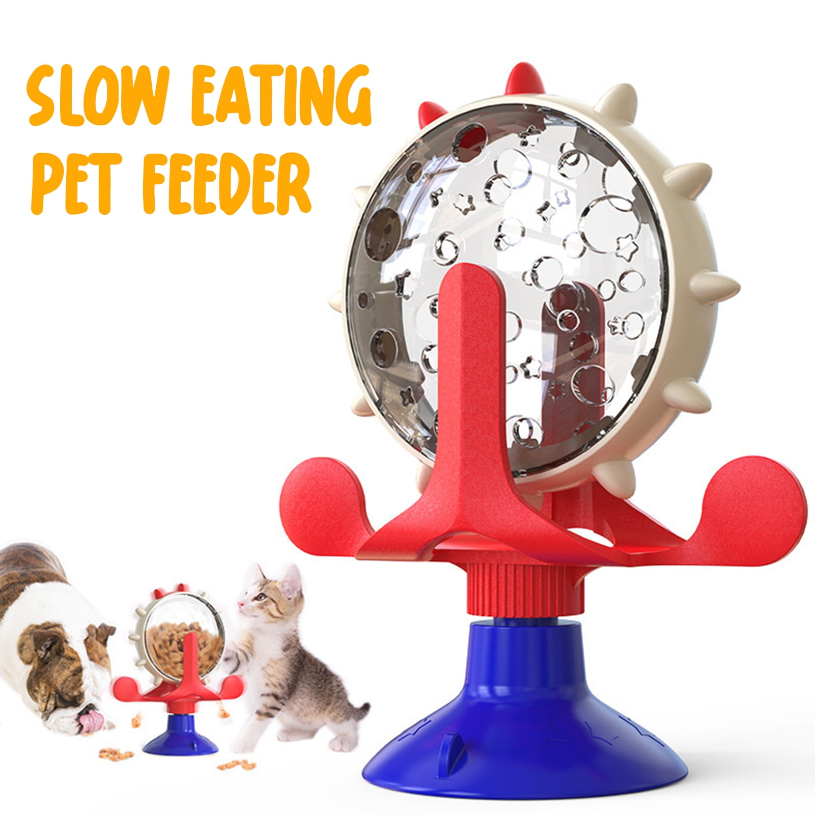 HZLXW Interactive Cat Treat Dispenser Toy 360-Degree Rotating Windmill ...