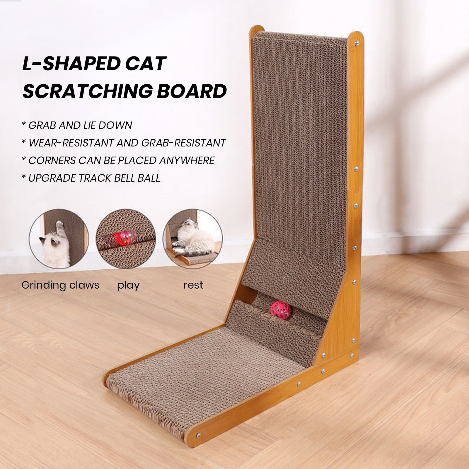 HZLXW L-Shape Cat Scratcher for Indoor Cats Wall Mounted Cat Scratching ...