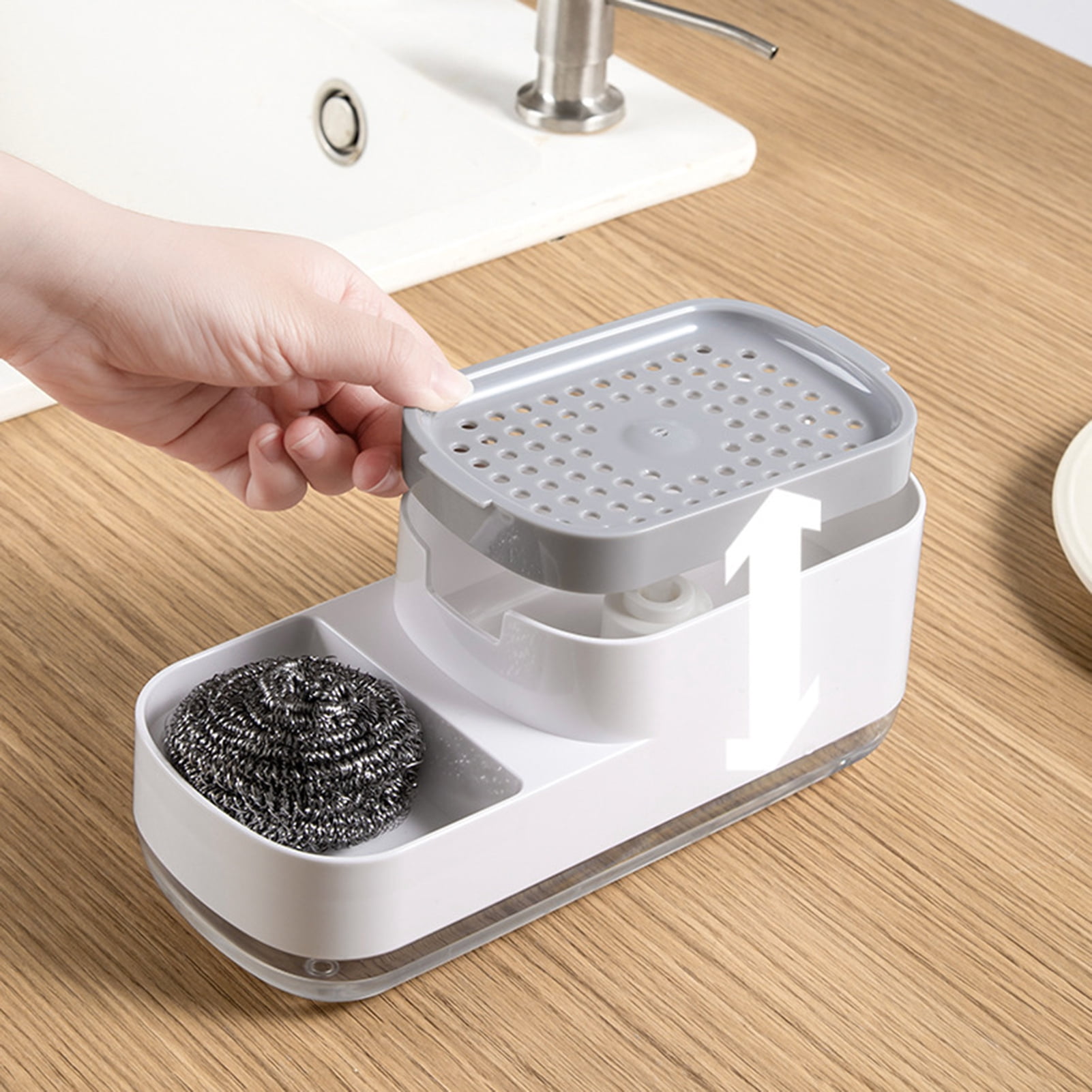 HZLXW Liquid Soap Dispenser Storage Box with Sponge Holder Large ...