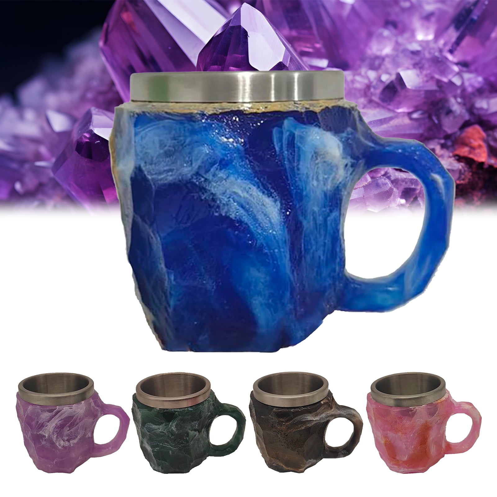 HZLXW Mineral Faux Crystal Coffee Mug Unique Crystal Textured Design ...