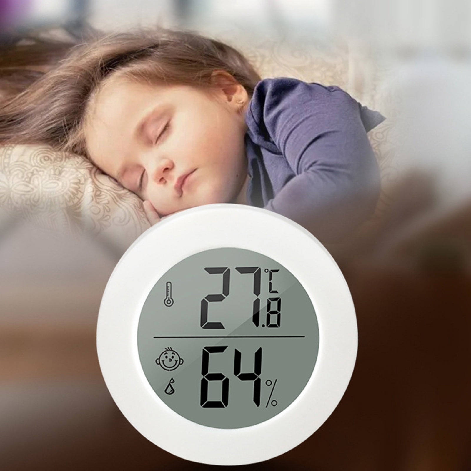 HZLXW Mini Thermometer Hygrometer Round Indoor LCD Room Thermometer ...