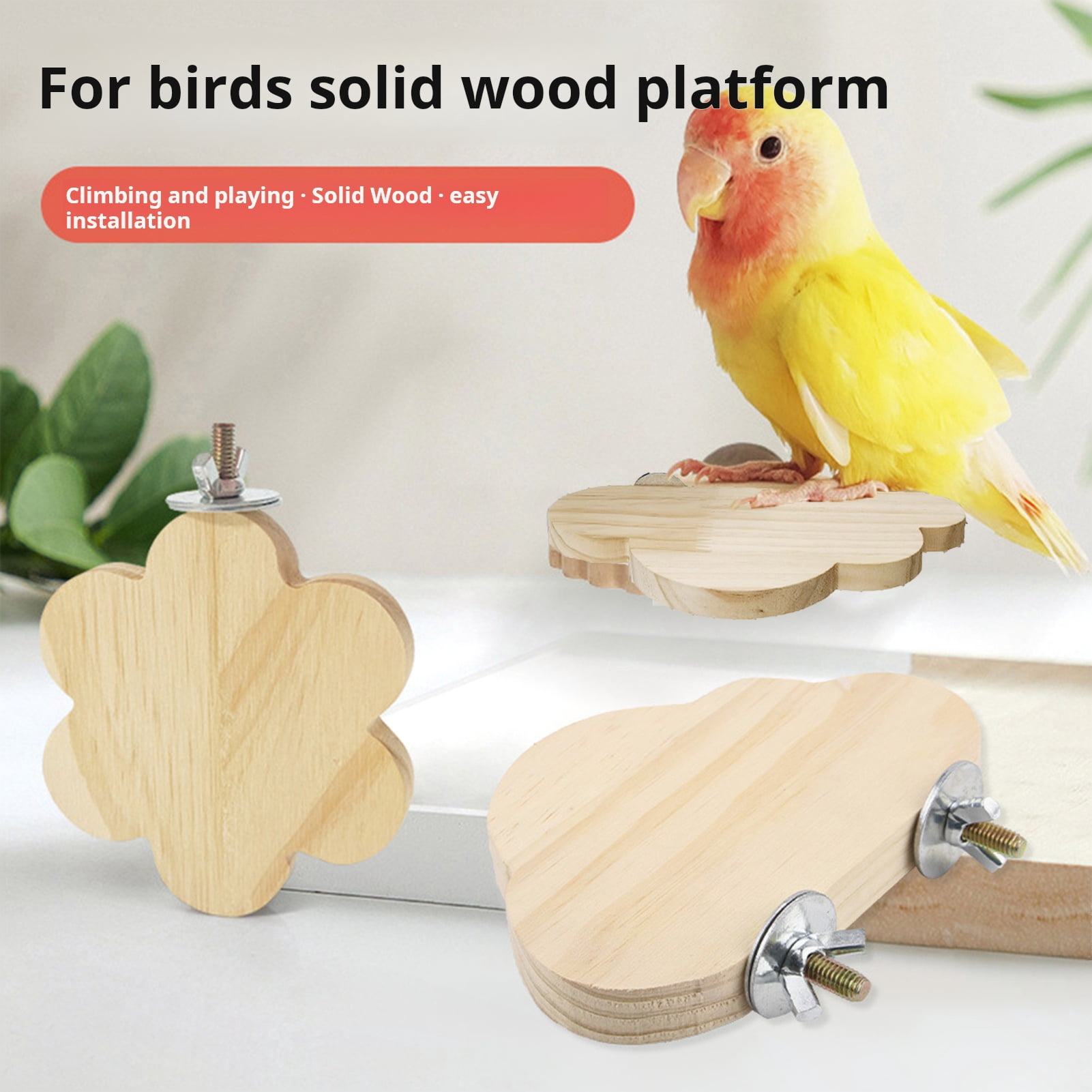 HZLXW Pet Bird Stand Natural Wood Flower Cloud Shape Bird Perch ...