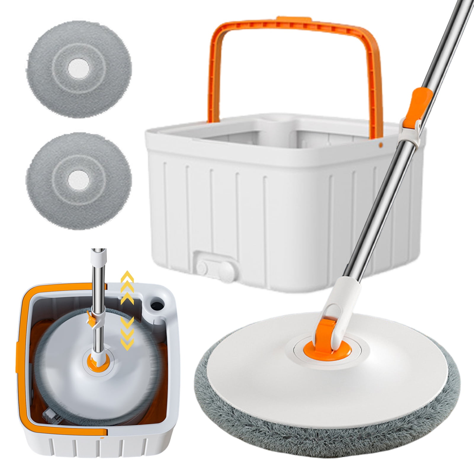 HZLXW Retractable Handle Mop Bucket Set 360 Degree Rotation Square Head ...