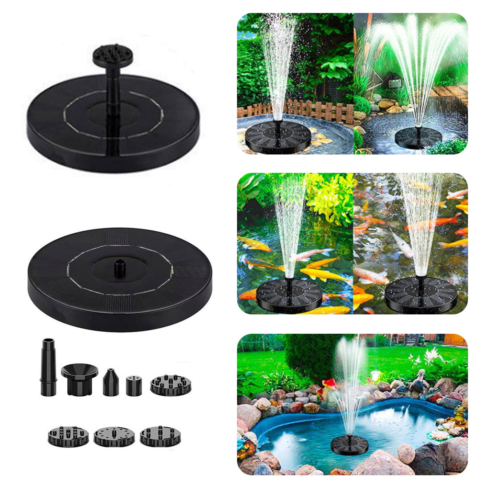 HZLXW Solar Fountain Pump Kit Solar Powered Bird Bath Fountain with 6 ...