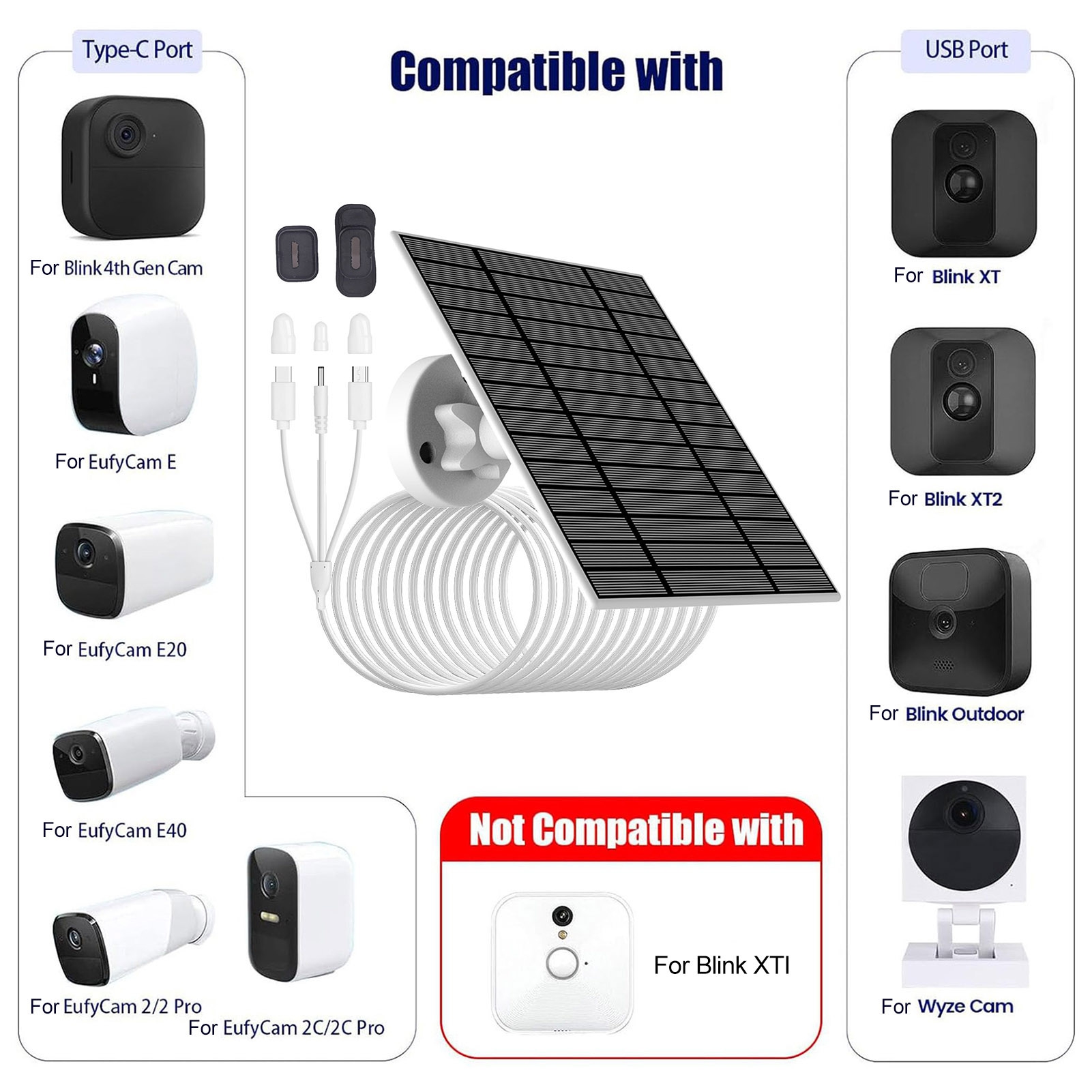 HZLXW Solar Panel for Outdoor Cameras 5/8W Waterproof Solar Panel with ...