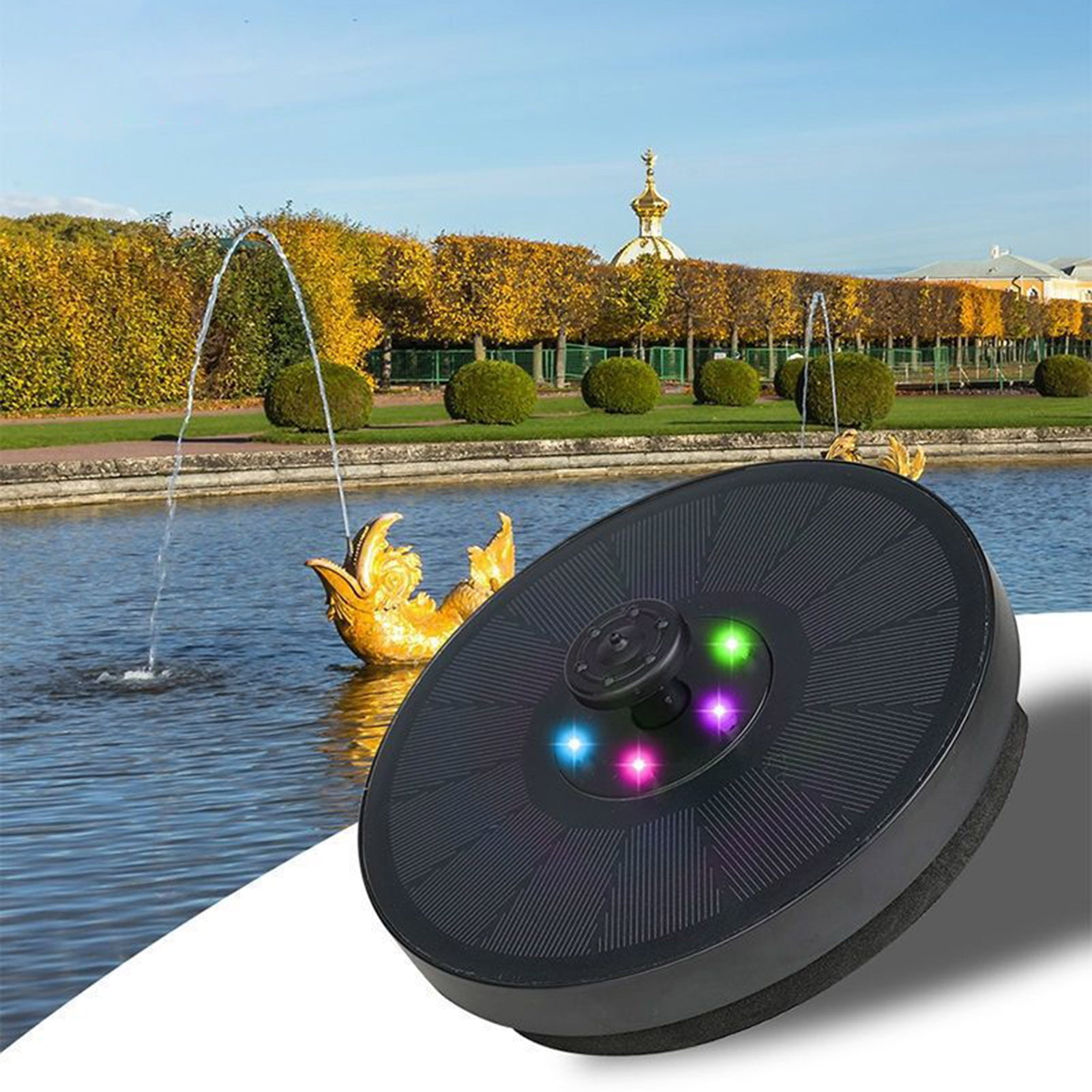 HZLXW Solar-powered Fountain with Colorful Light Waterproof Auto ...