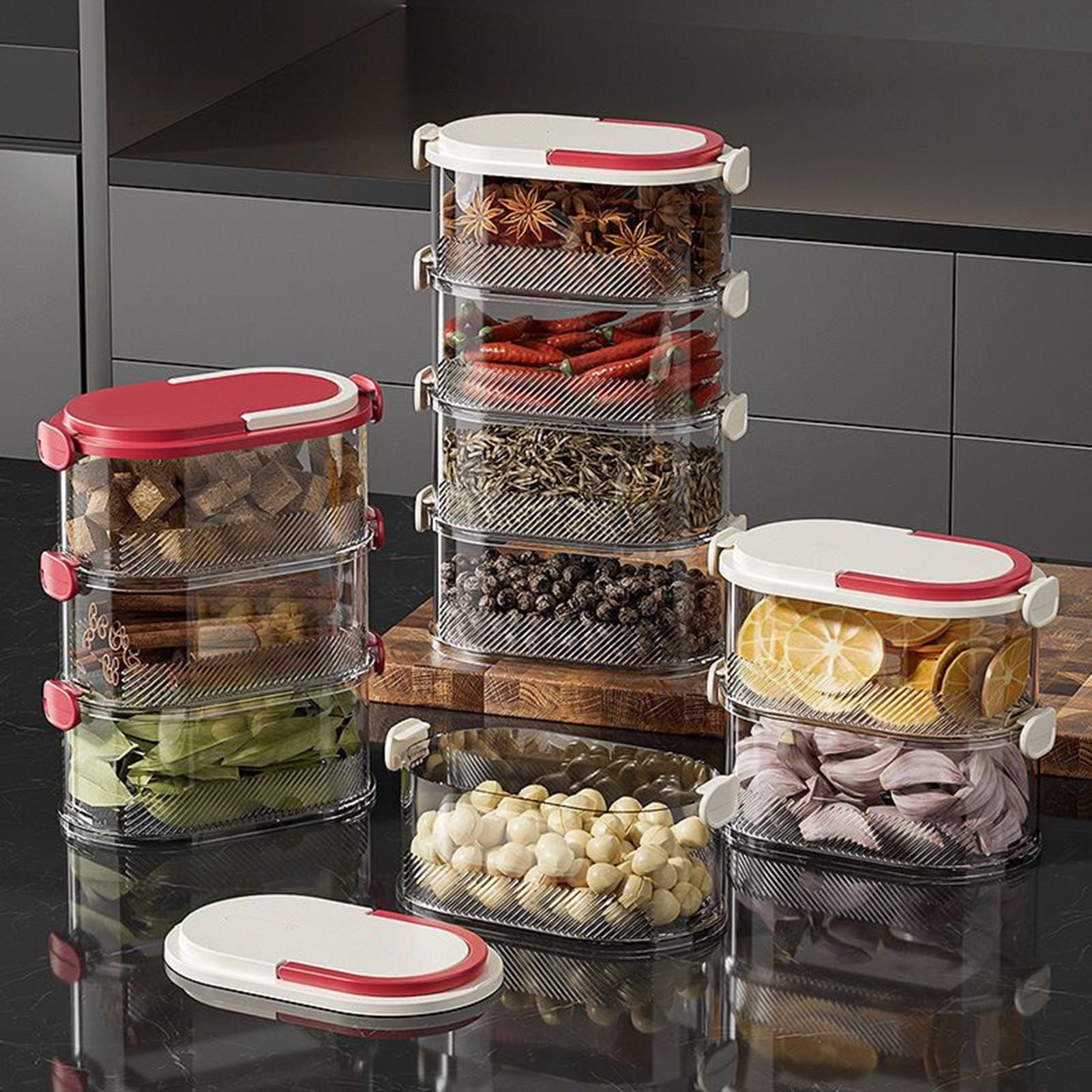 HZLXW Spice Storage Box Seasoning Jar Food Grade BPA Free Large ...