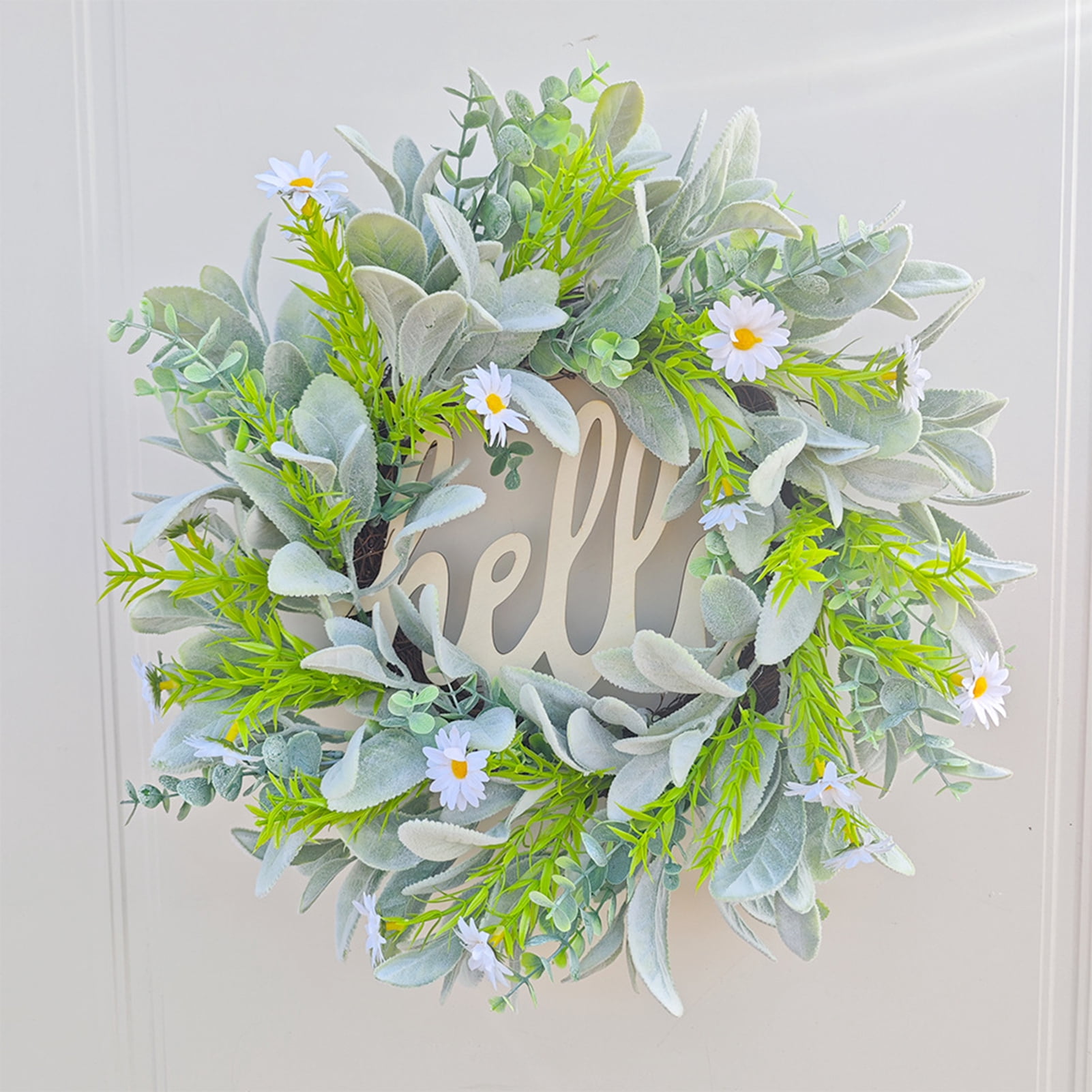 HZLXW Spring Wreath Artificial Flower Greenery Garland Farmhouse ...