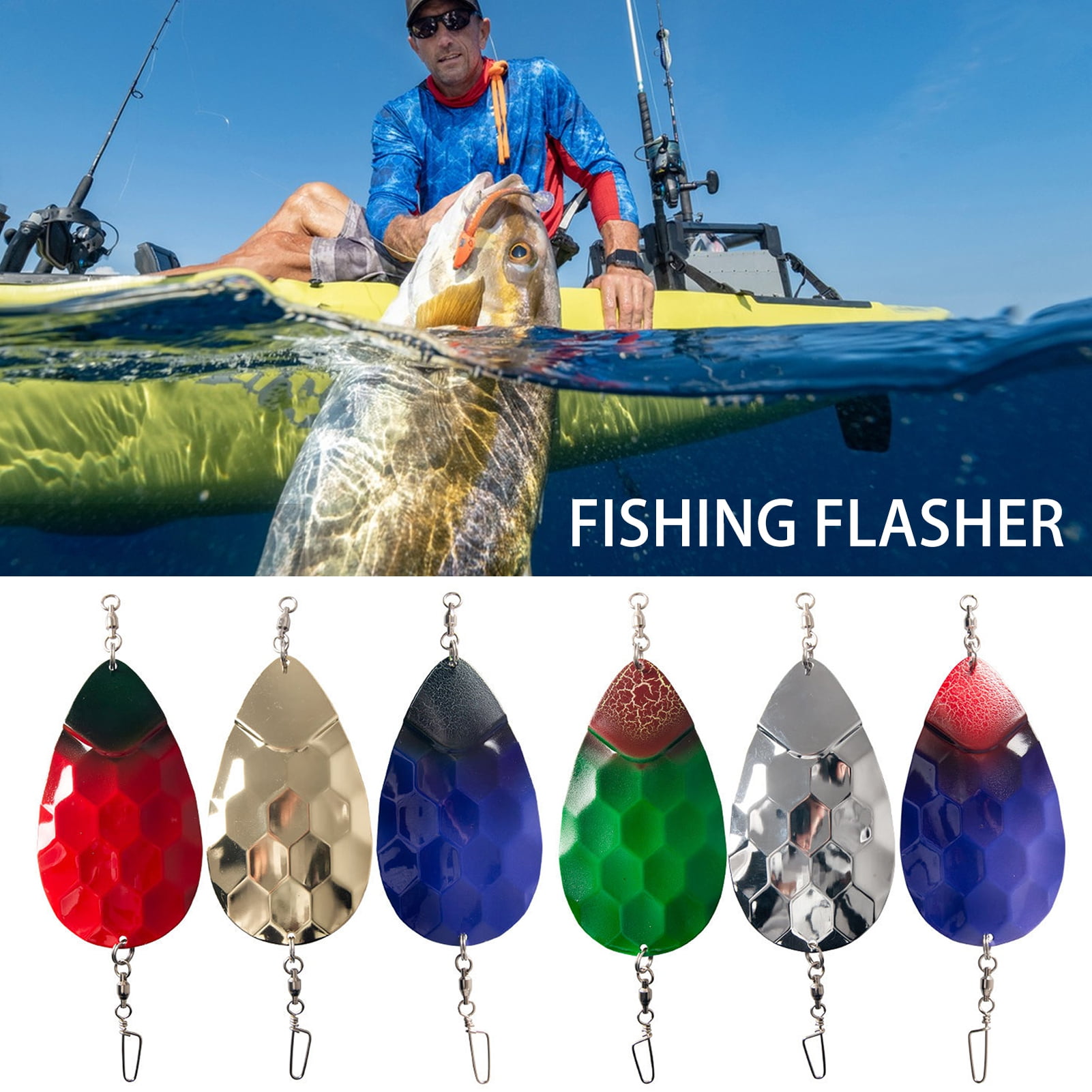 HZLXW Stainless Steel Fishing Flasher Spoon Metal Turtle Shell Spinner ...