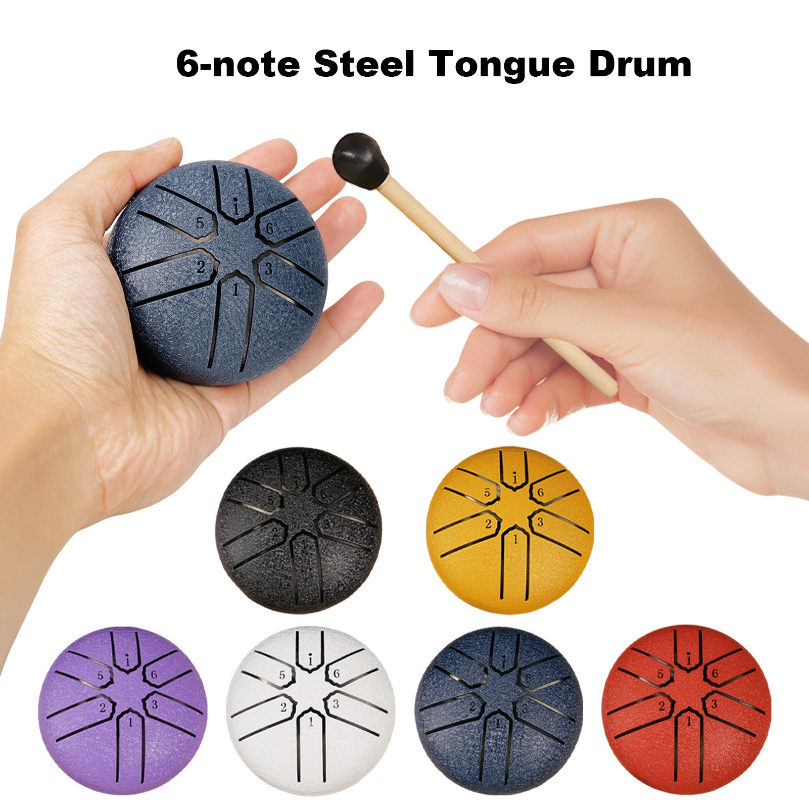 HZLXW Steel Tongue Drum Rain Chime 3 Inches 6 Notes Mini Handpan Drum ...