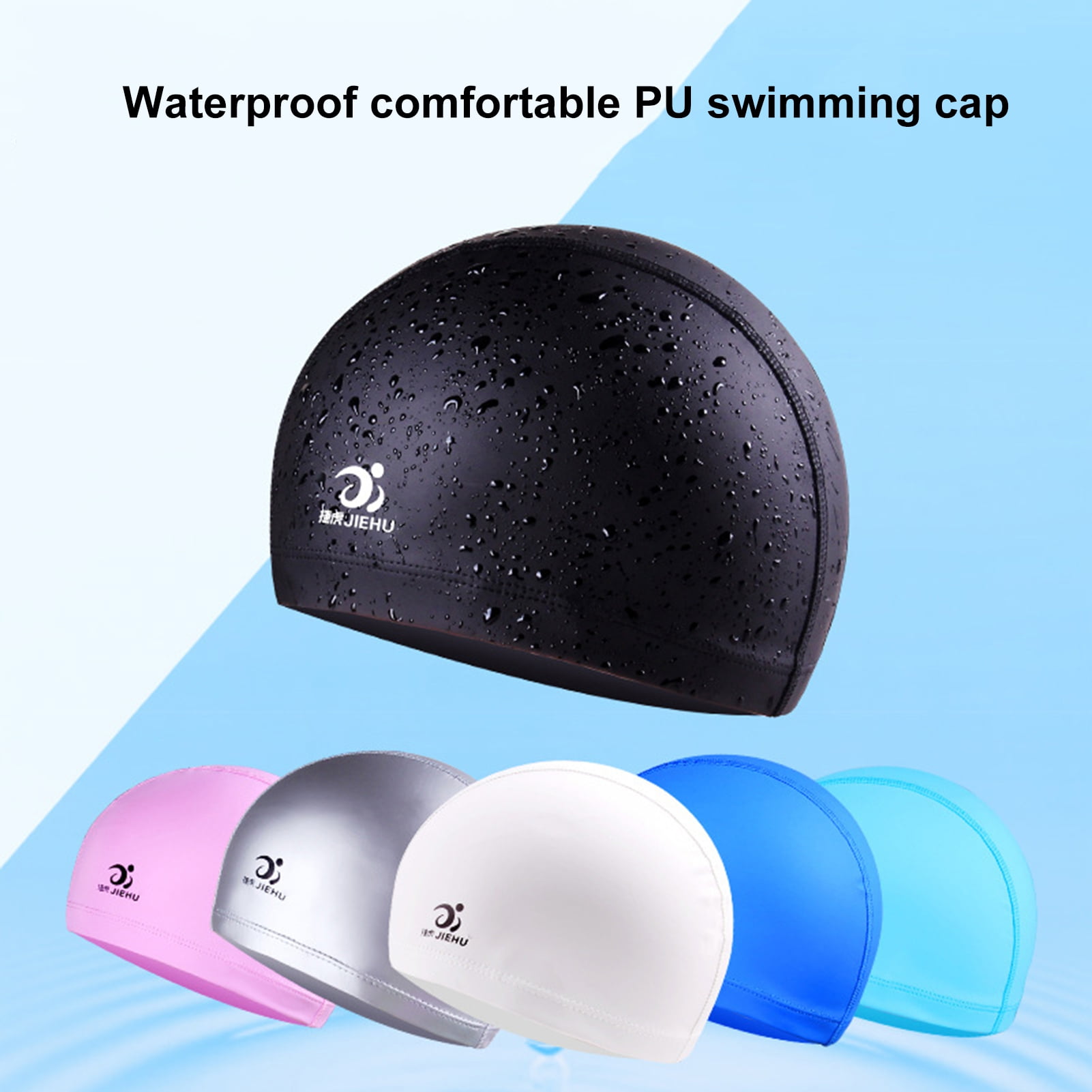 HZLXW Swimming Hat Waterproof Breathable Faux Leather Coating Elastic ...