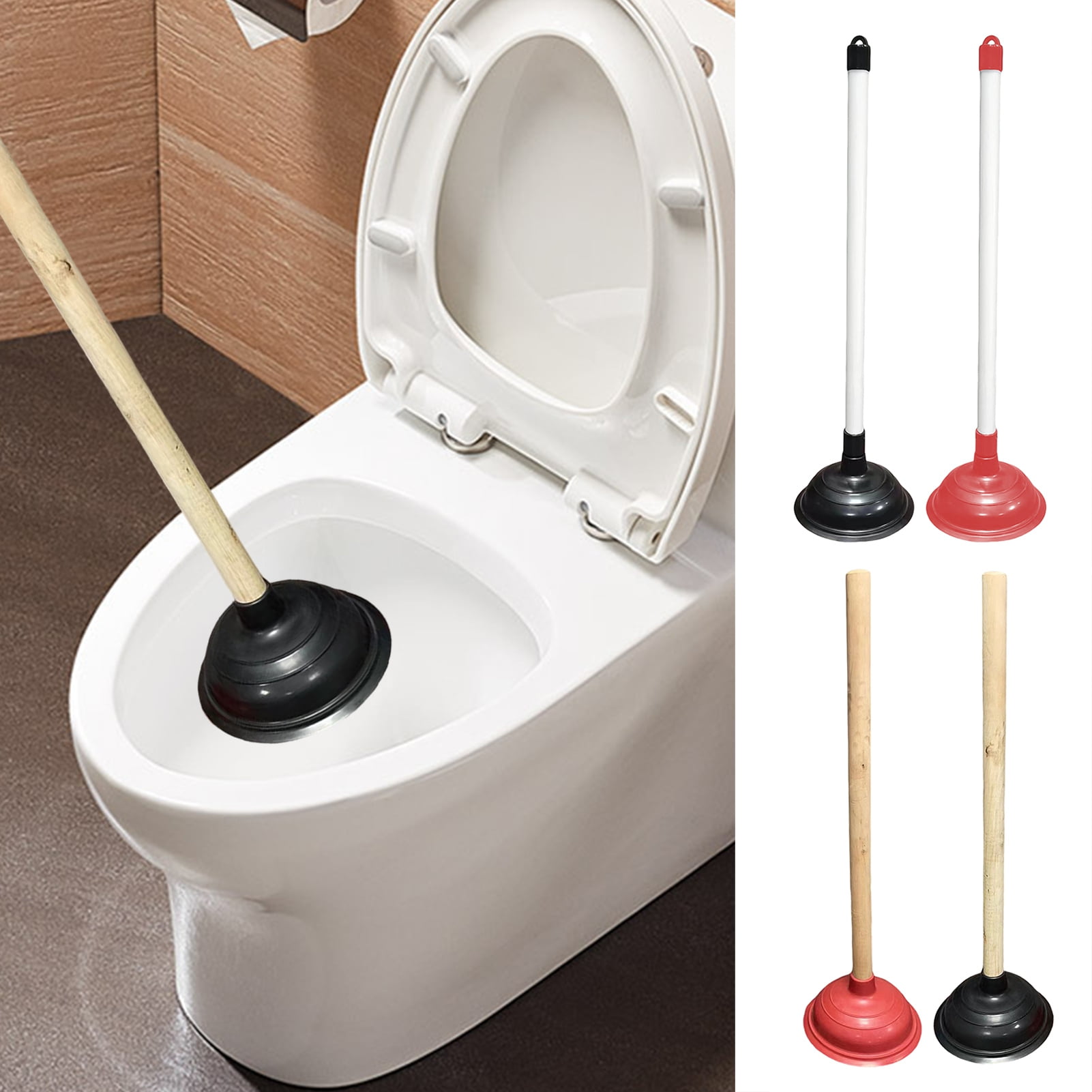 HZLXW Toilet Drainer Heavy Duty Rubber Force Cup Plunger with Long ...
