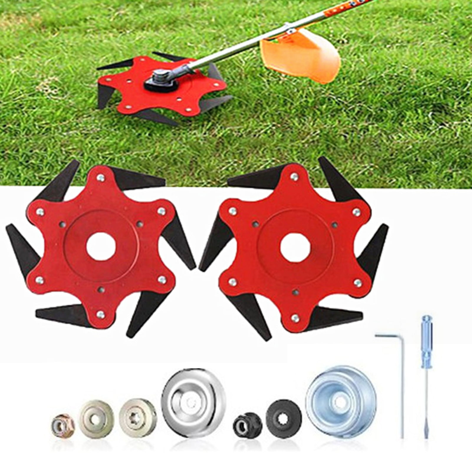 HZLXW Universal Trimmer Head 6-Steel Razors Lawn Mower Trimming Head ...