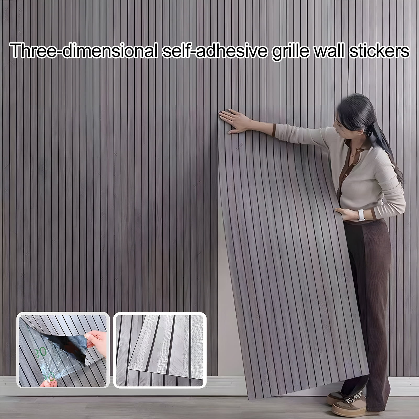 HZLXW Waterproof Striped Wallpaper Self-Adhesive Textured Wallpaper ...