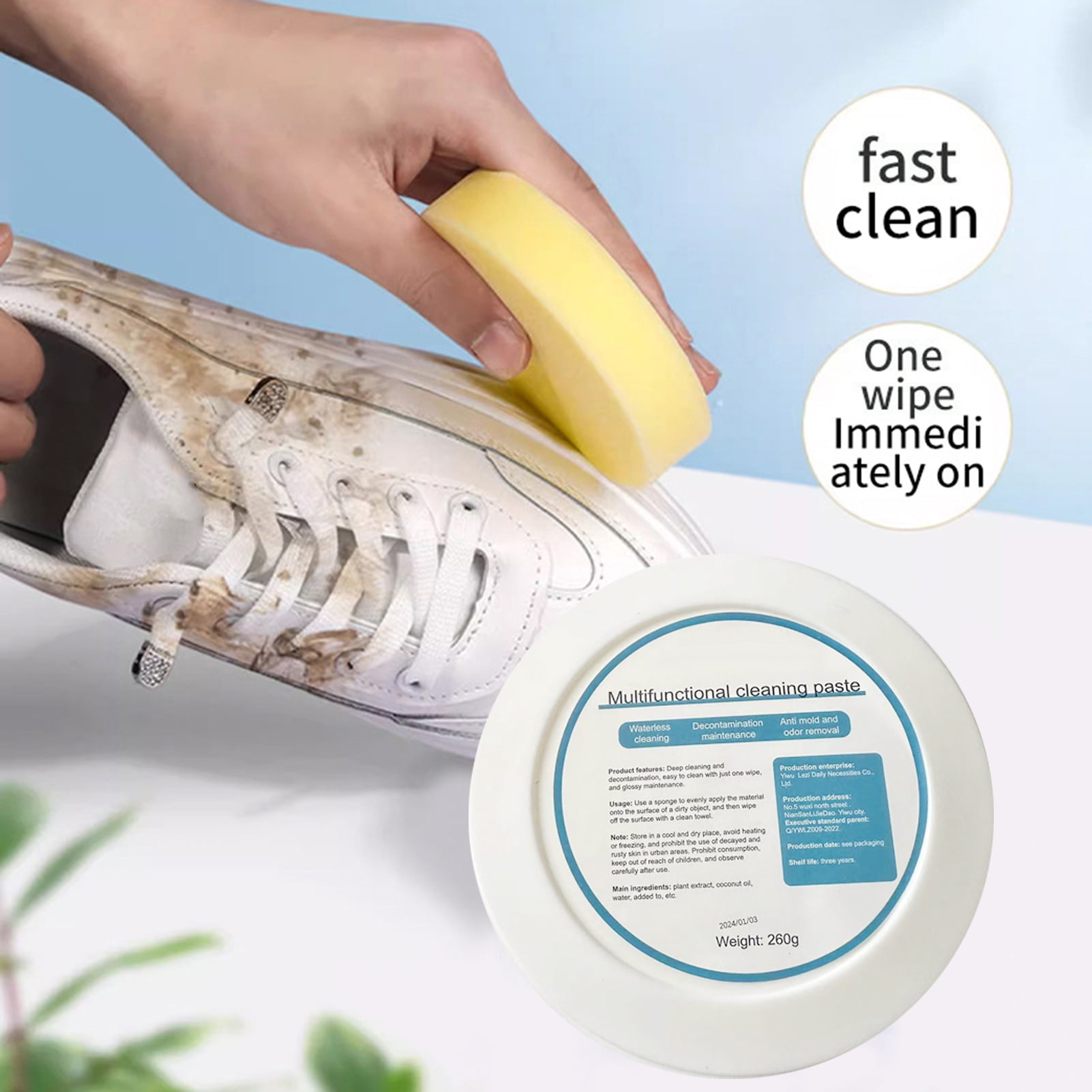 HZLXW White Shoe Cleaner Cream Safe Ingredients Cleaning Paste Easy to ...