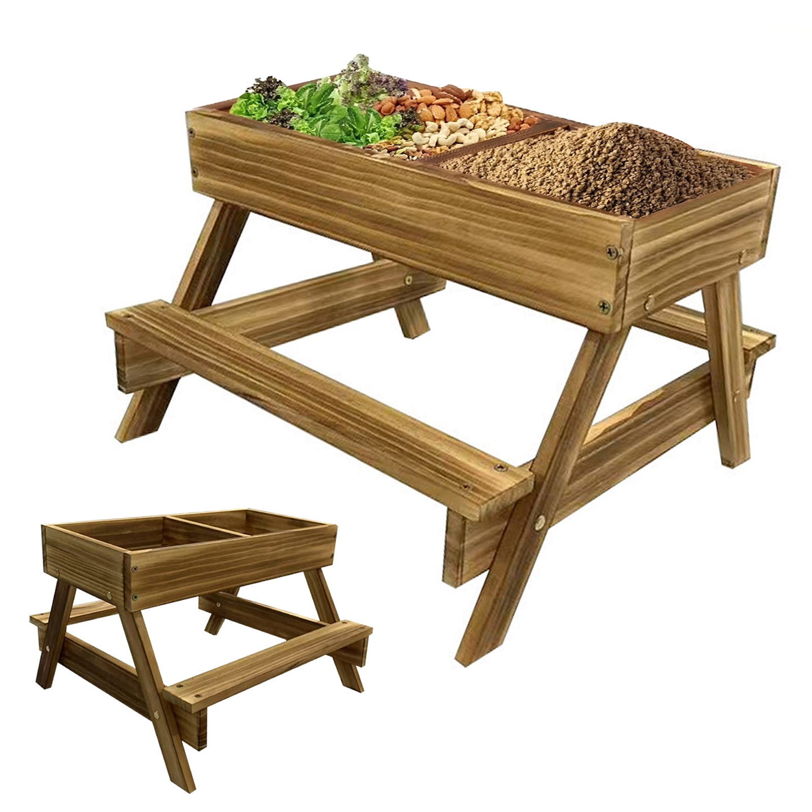 HZLXW Wooden Chicken Feeder No Waste Chicken Picnic Table Handmade Duck ...