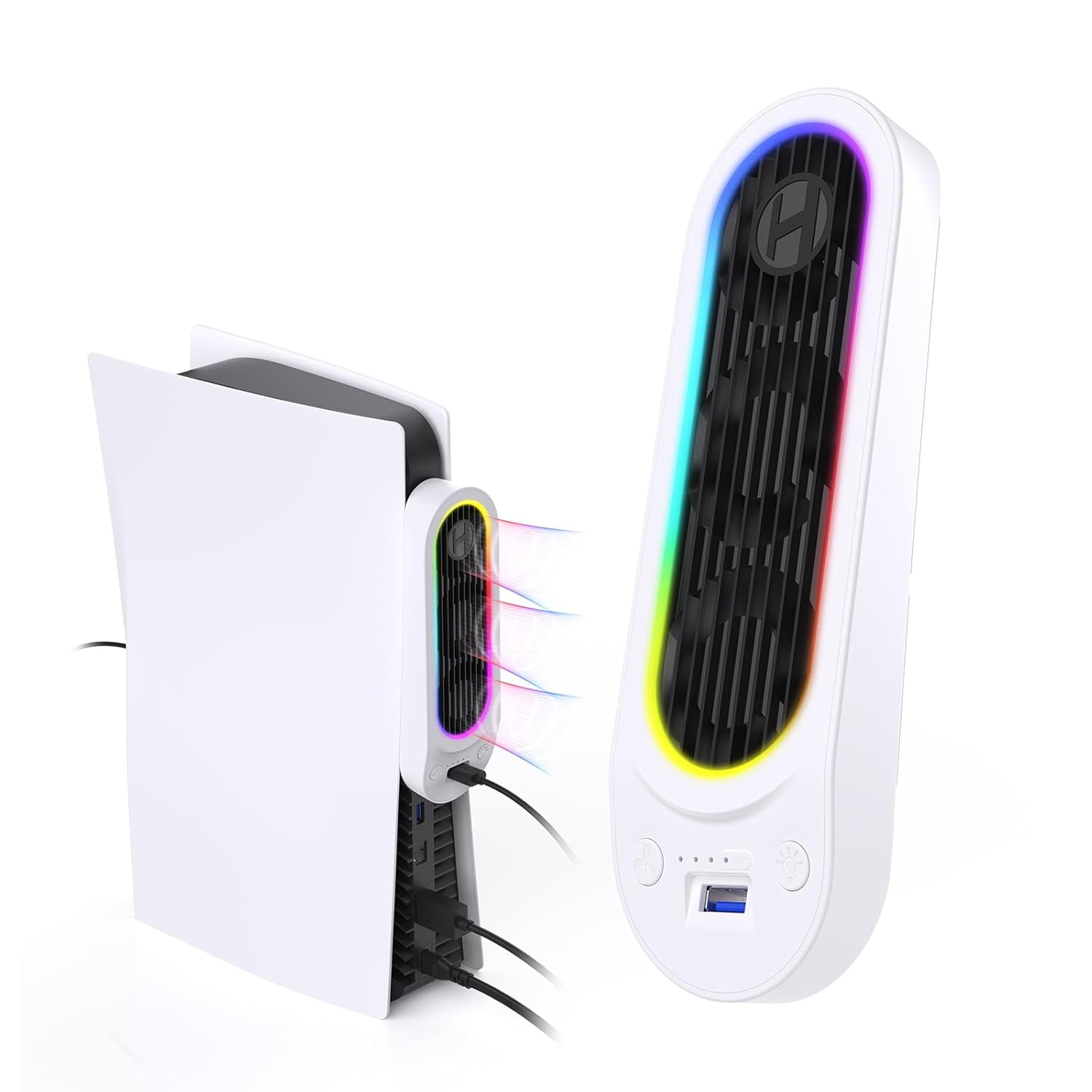 HZLucki PS5 Cooling Fan with 9 LED Light and Auto On/Off, Quiet PS5 Fan ...