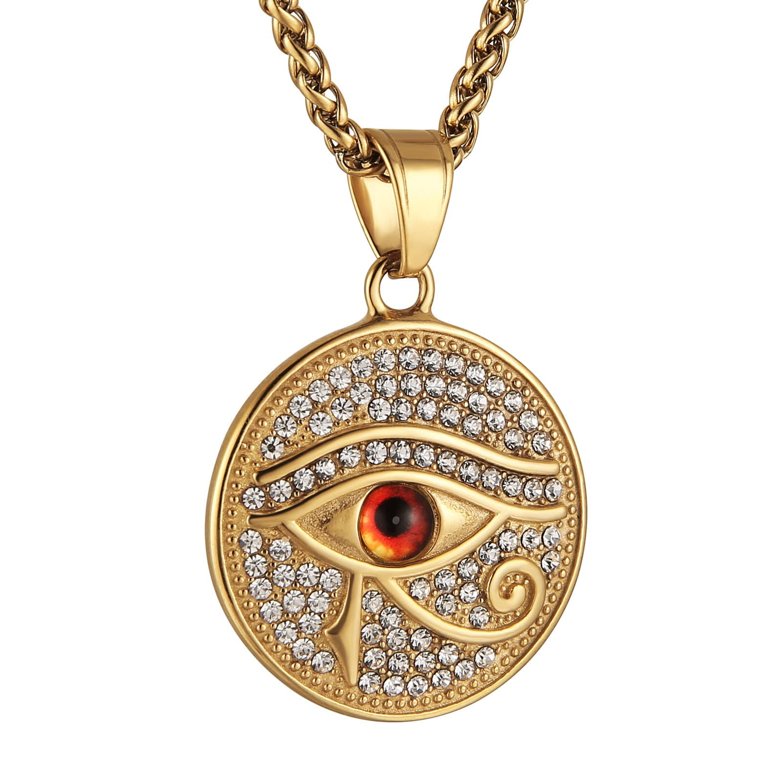 HZMAN 18k Gold Plated Eye of Horus Egypt Protection Dog Tag Pendant ...