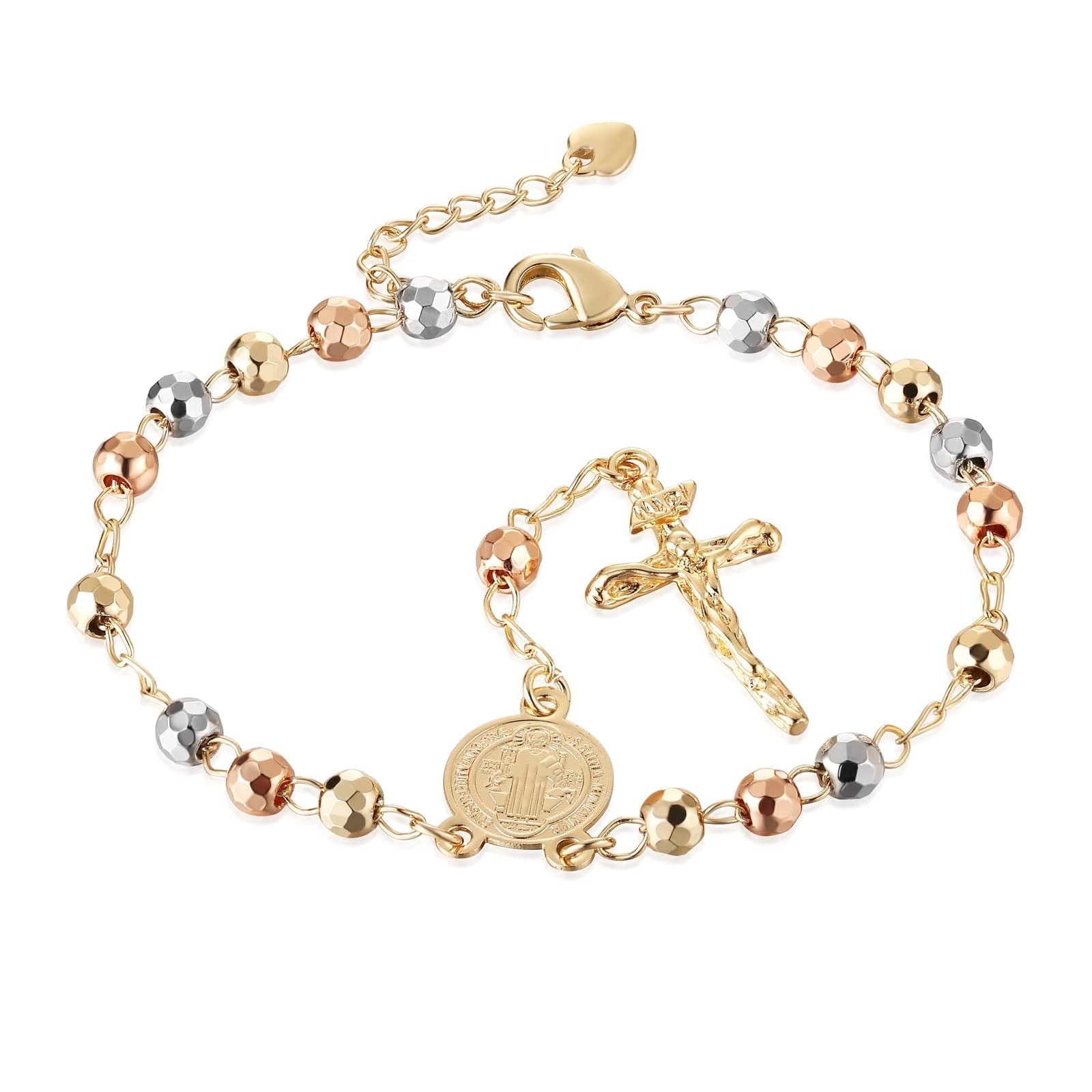 HZMAN 8.5inch St. Benedict Rosary Bead Cross Exorcism Bracelet ...