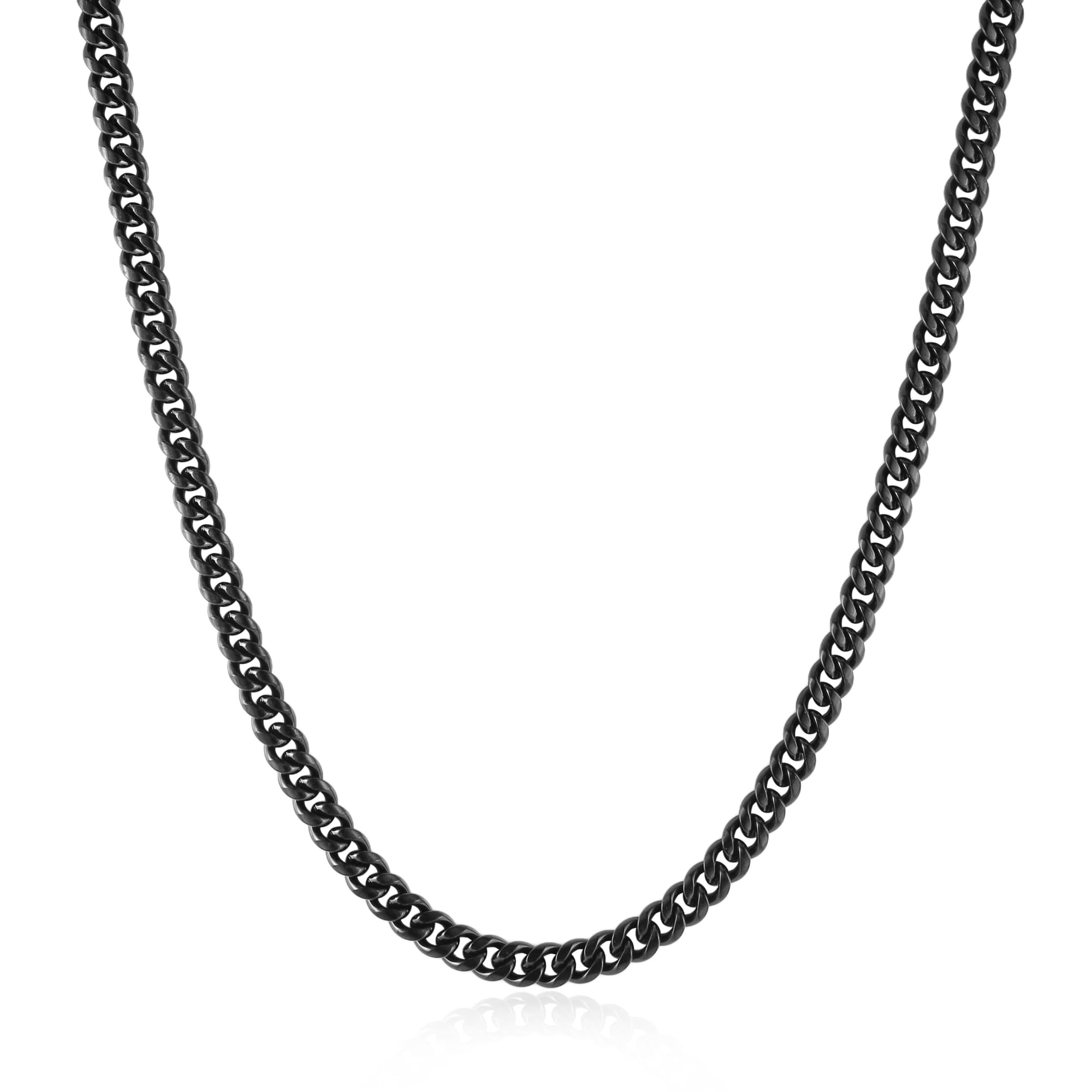 HZMAN 9mm Cuban Chain for Men Stainless Steel Men's Black Chain Diamond ...