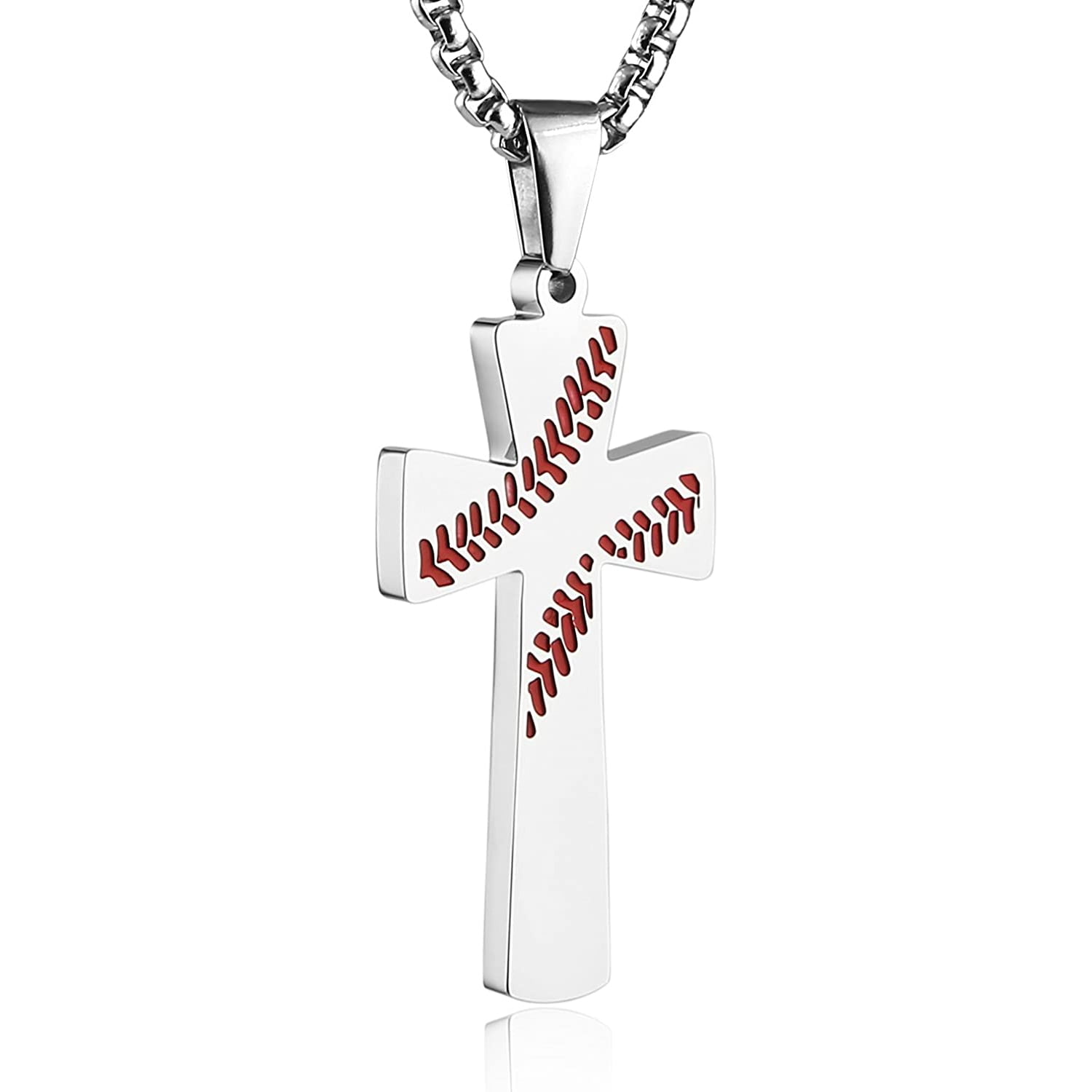 HZMAN Baseball Cross Pendant, I CAN DO ALL THINGS STRENGTH Bible Verse ...