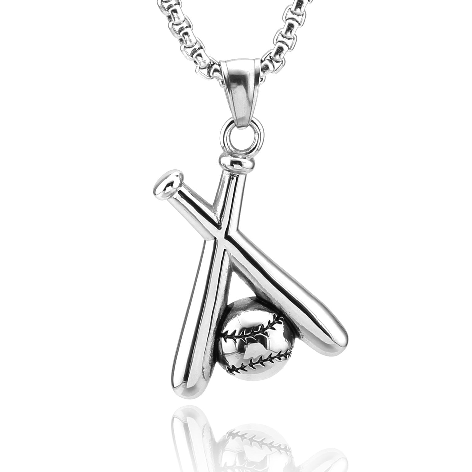 HZMAN Baseball and Baseball Bat Cross Sports Stainless Steel Pendant ...