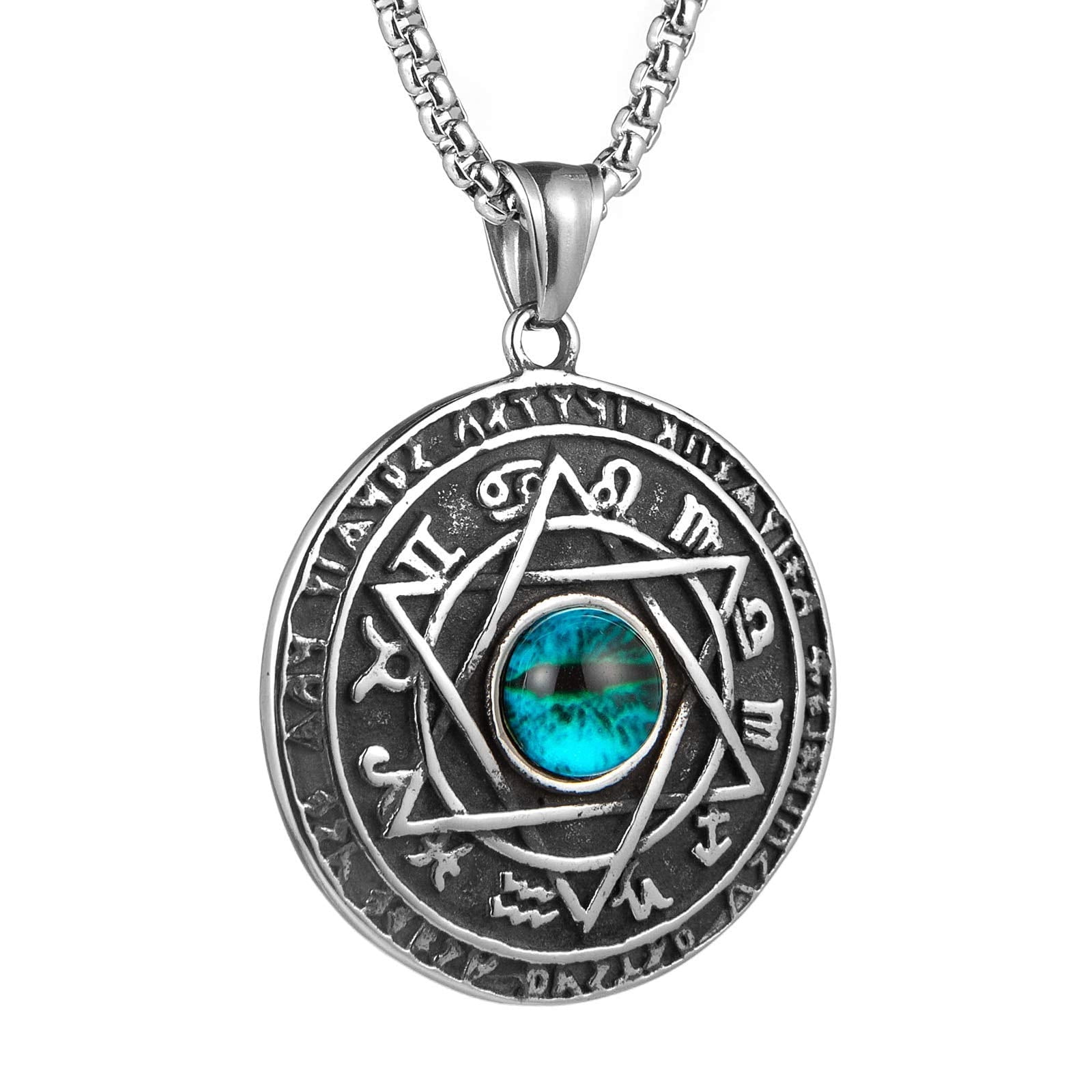 HZMAN Blue Eyes Talisman Seal Solomon Six-Pointed Star 12 Constellation ...