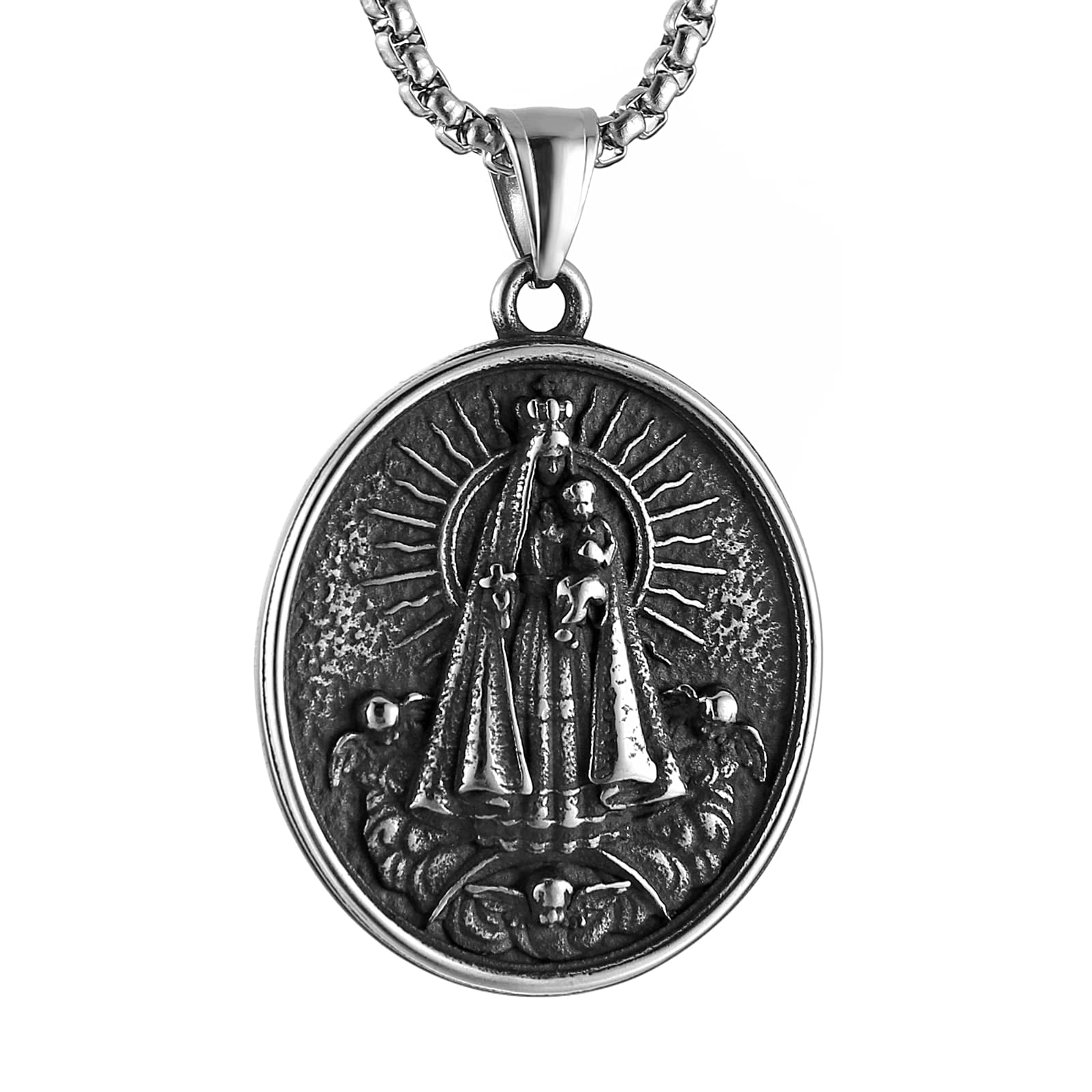 HZMAN Double Sided Stainless Steel St Joseph Necklace for Men Women ...