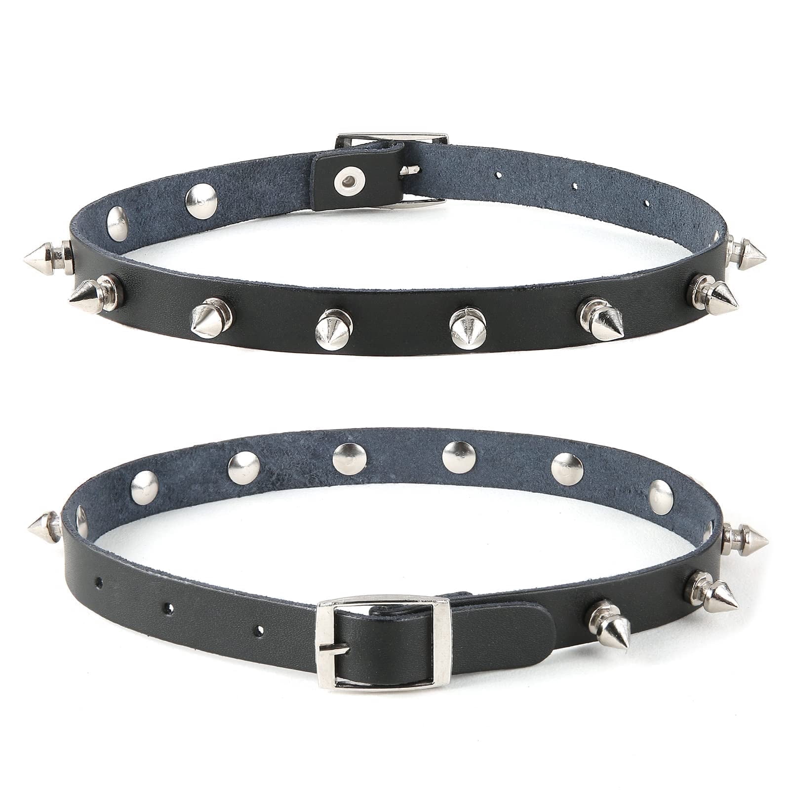 HZMAN Fashion Women Men Cool Punk Goth Metal Spike Studded Link Leather ...