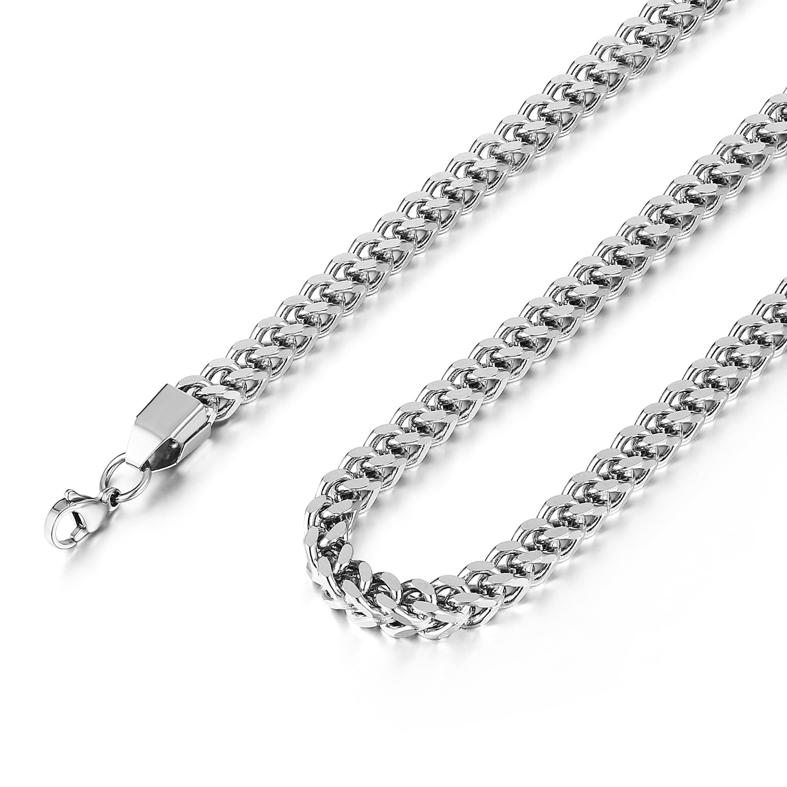 HZMAN Franco Chain for Men 3mm Stainless Steel Men's Silver Chain ...