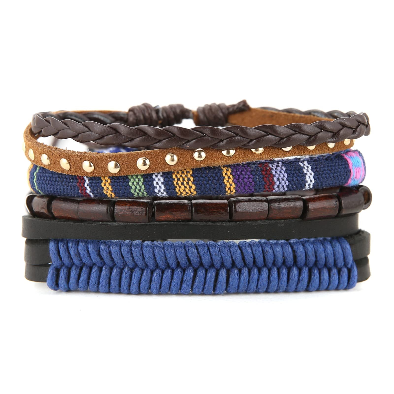 HZMAN Handmade Braided Leather Bracelet for Men Women Bohemian Ethnic ...