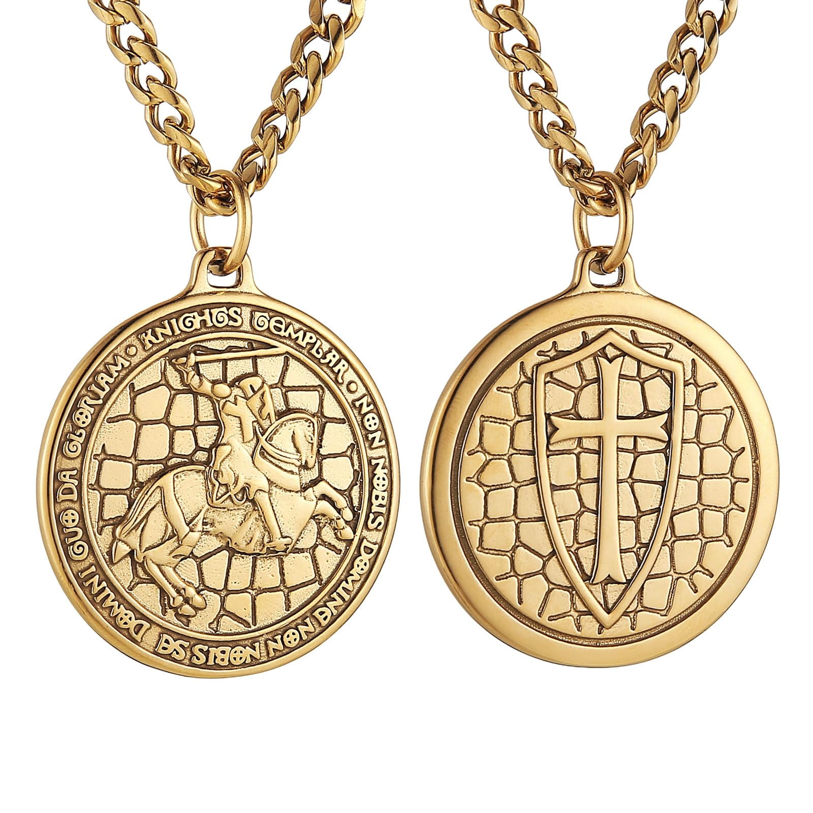 HZMAN Knights Templar Necklace for Men Stainless Steel Medieval Red ...