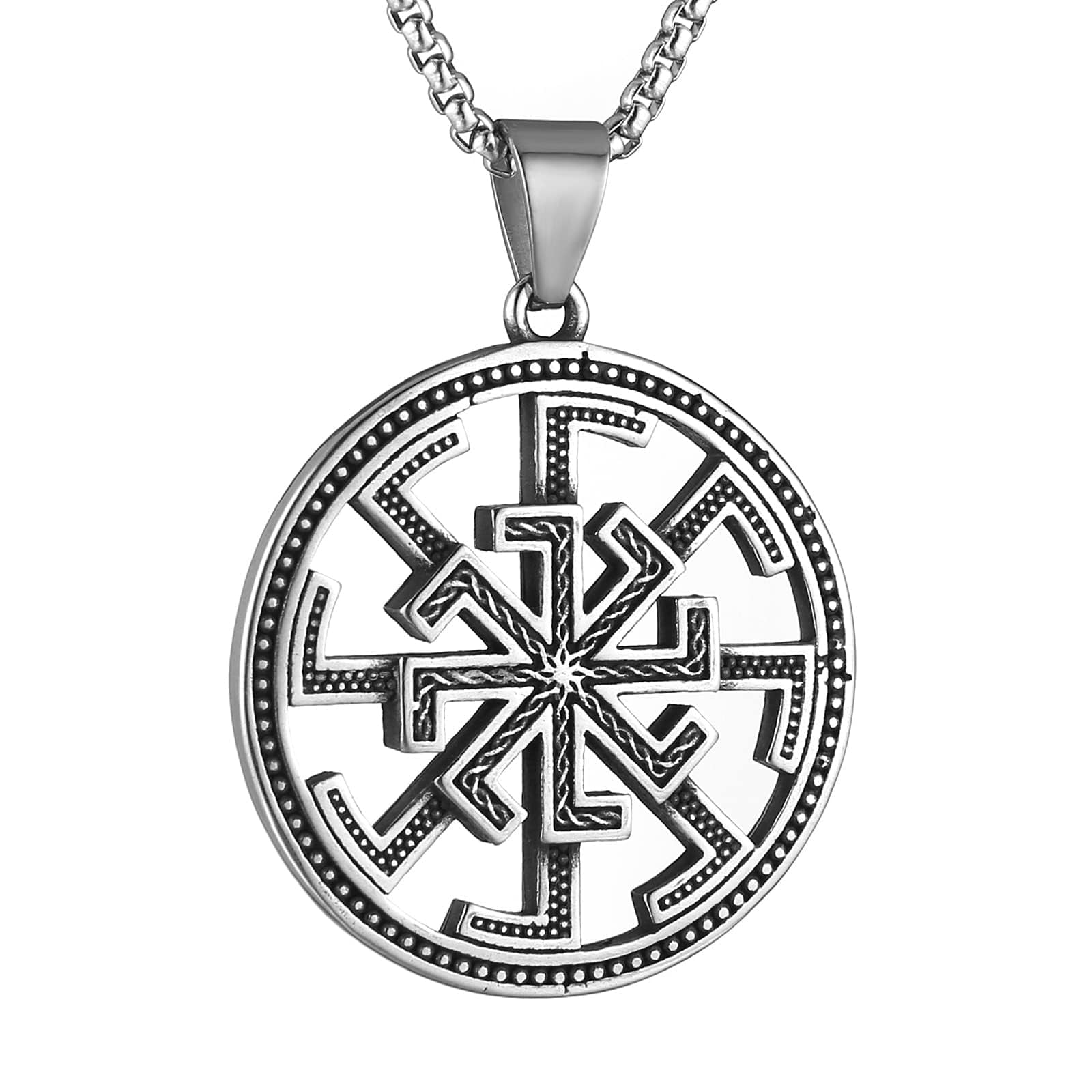 HZMAN Kolovrat Slavic Necklace for Men Stainless Steel Retro Sun Wheel ...