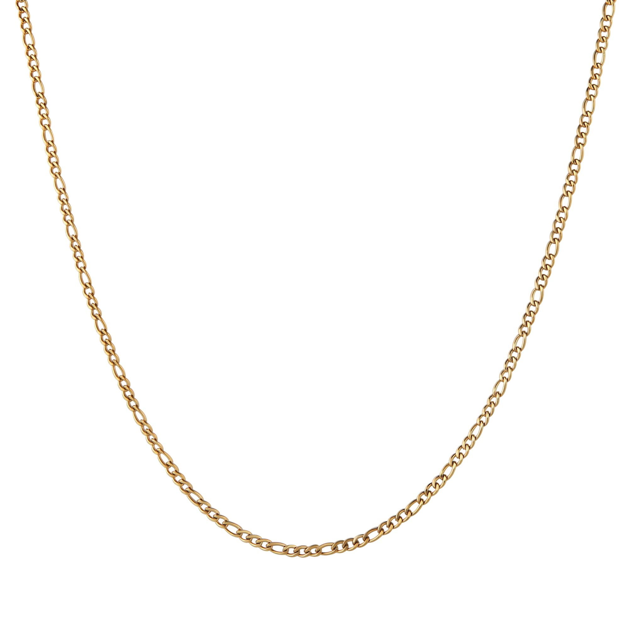HZMAN Men Women 24k Real Gold Plated Figaro Chain Stainless Steel ...
