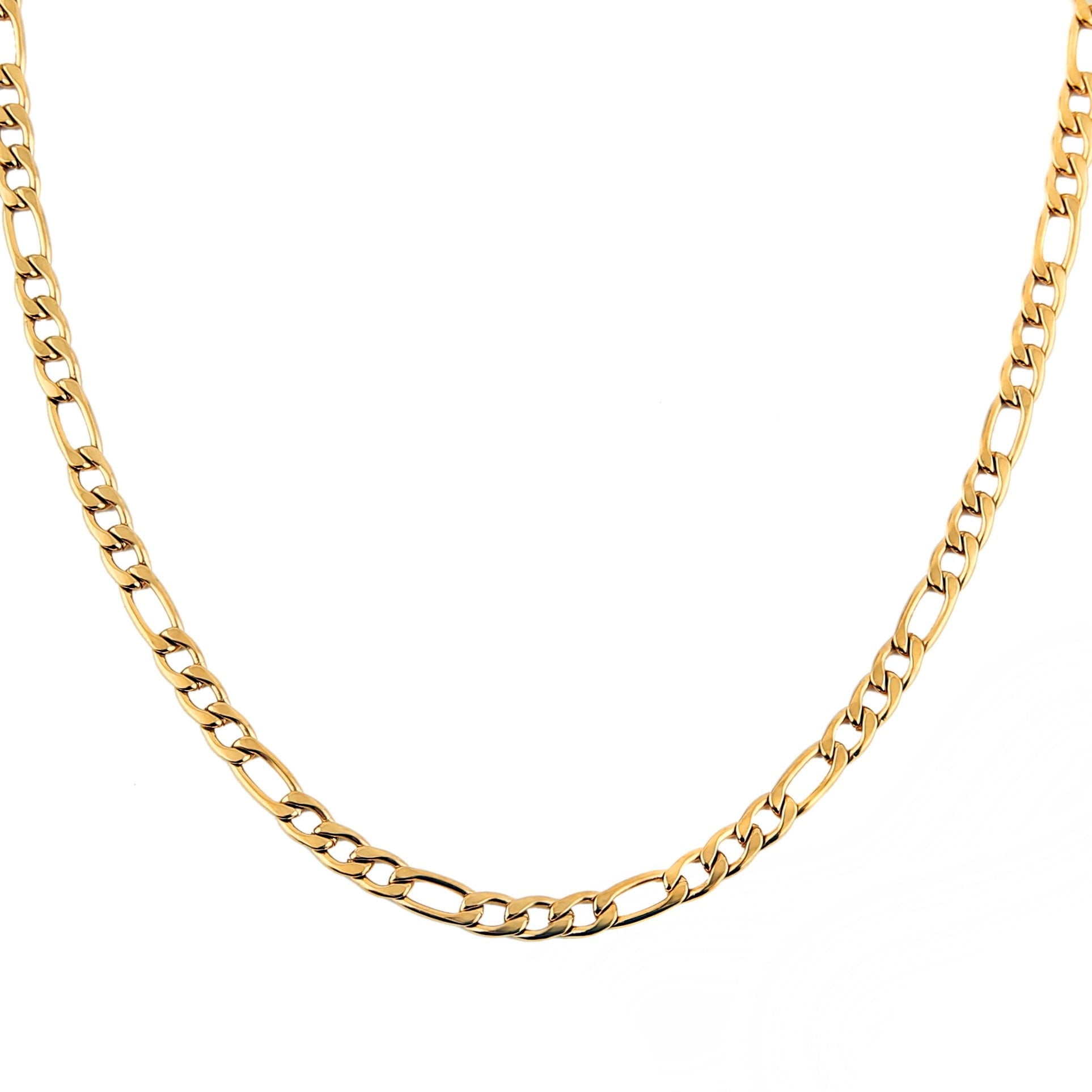 HZMAN Men Women 24k Real Gold Plated Figaro Chain Stainless Steel ...