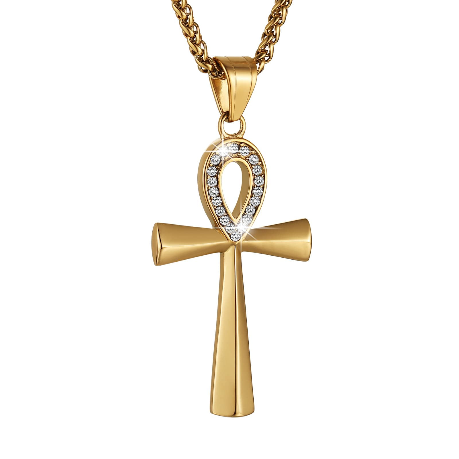 HZMAN Men's Stainless Steel Coptic Ankh Cross Religious Pendant ...