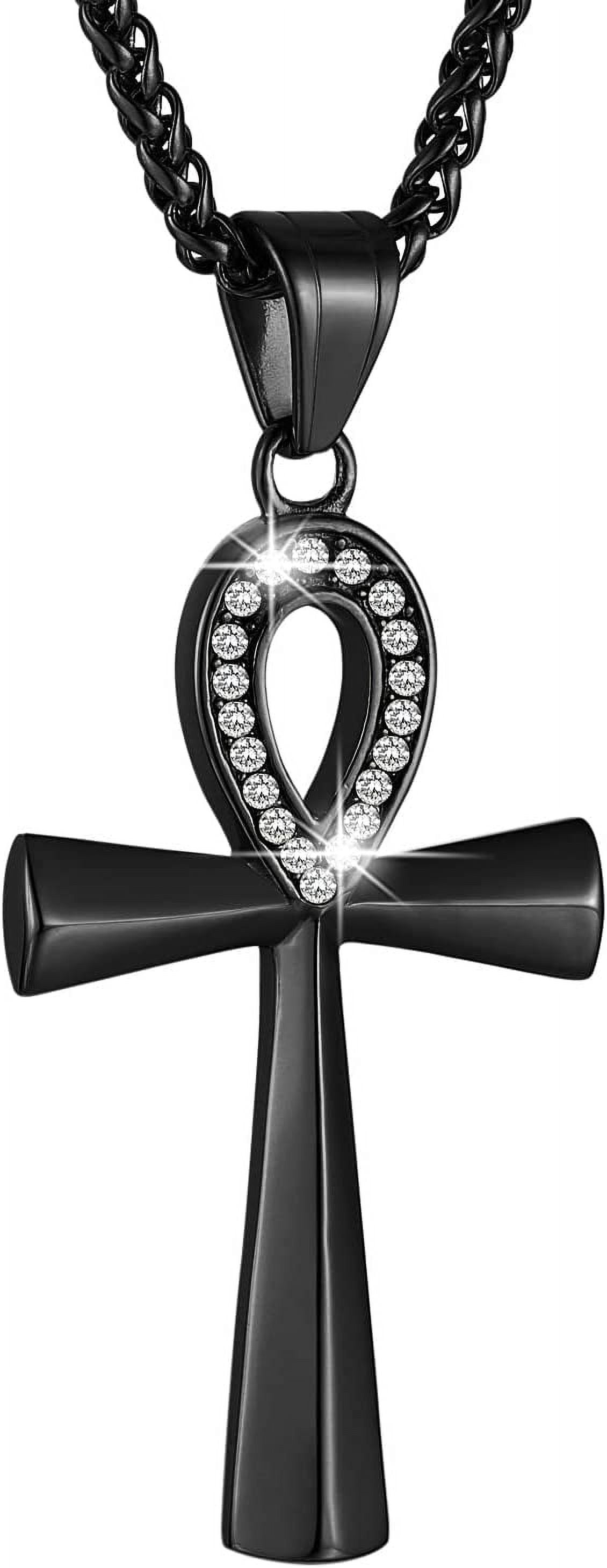 HZMAN Men's Stainless Steel Coptic Ankh Cross Religious Pendant ...