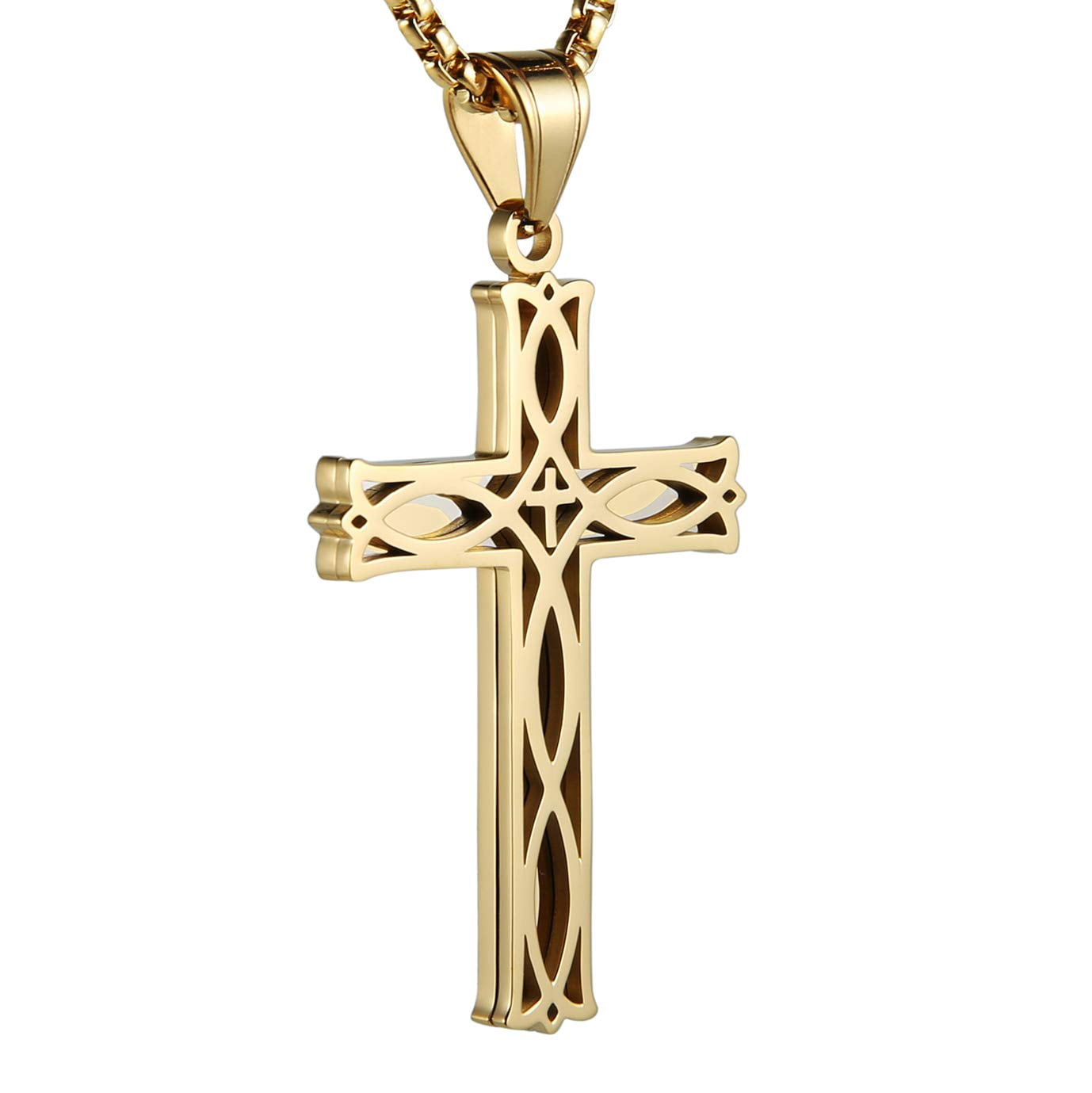 HZMAN Men's Stainless Steel Infinity Celtic Cross Irish Knot Pendant ...