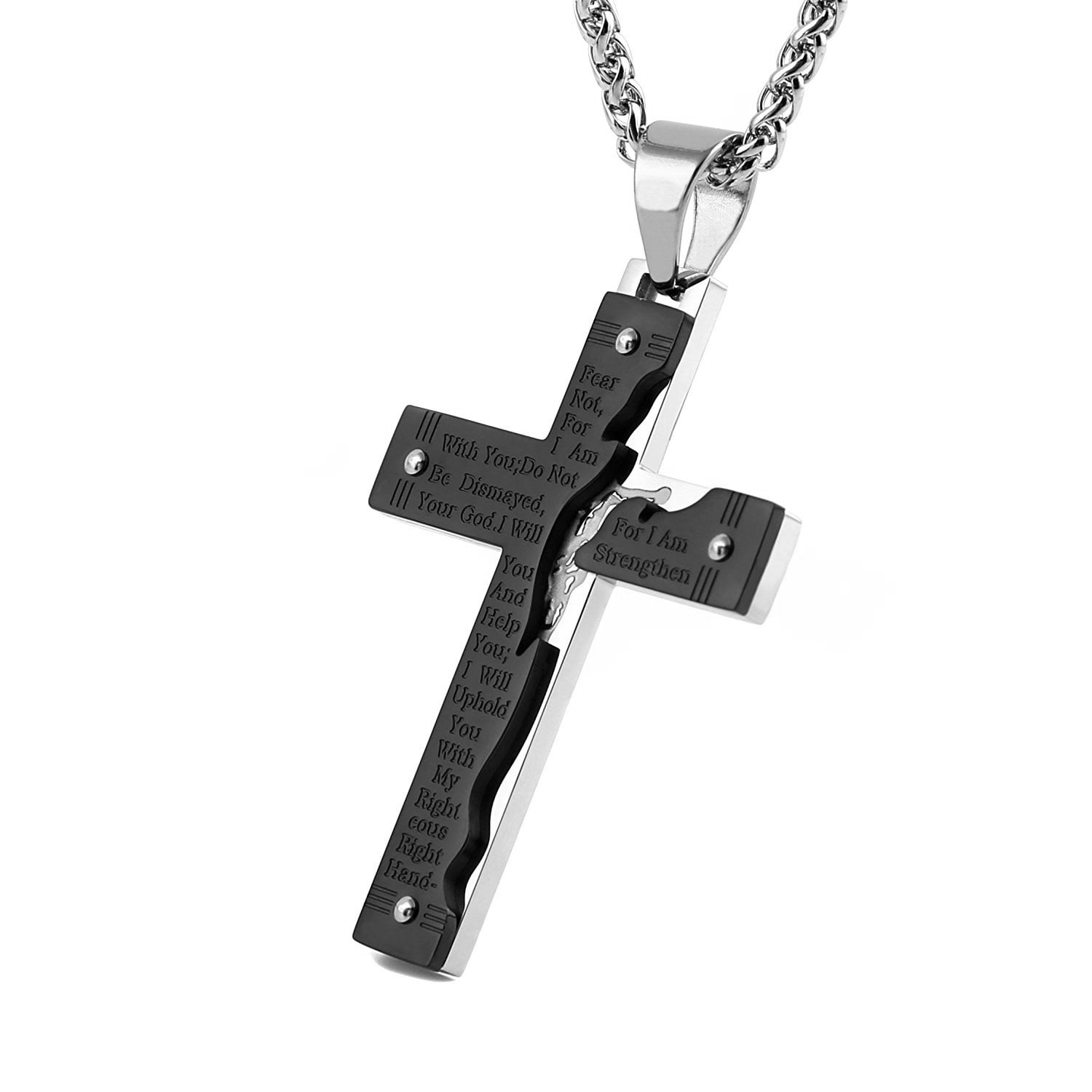 HZMAN Men's Stainless Steel Jesus Christ Crucifix Cross Pendant ...