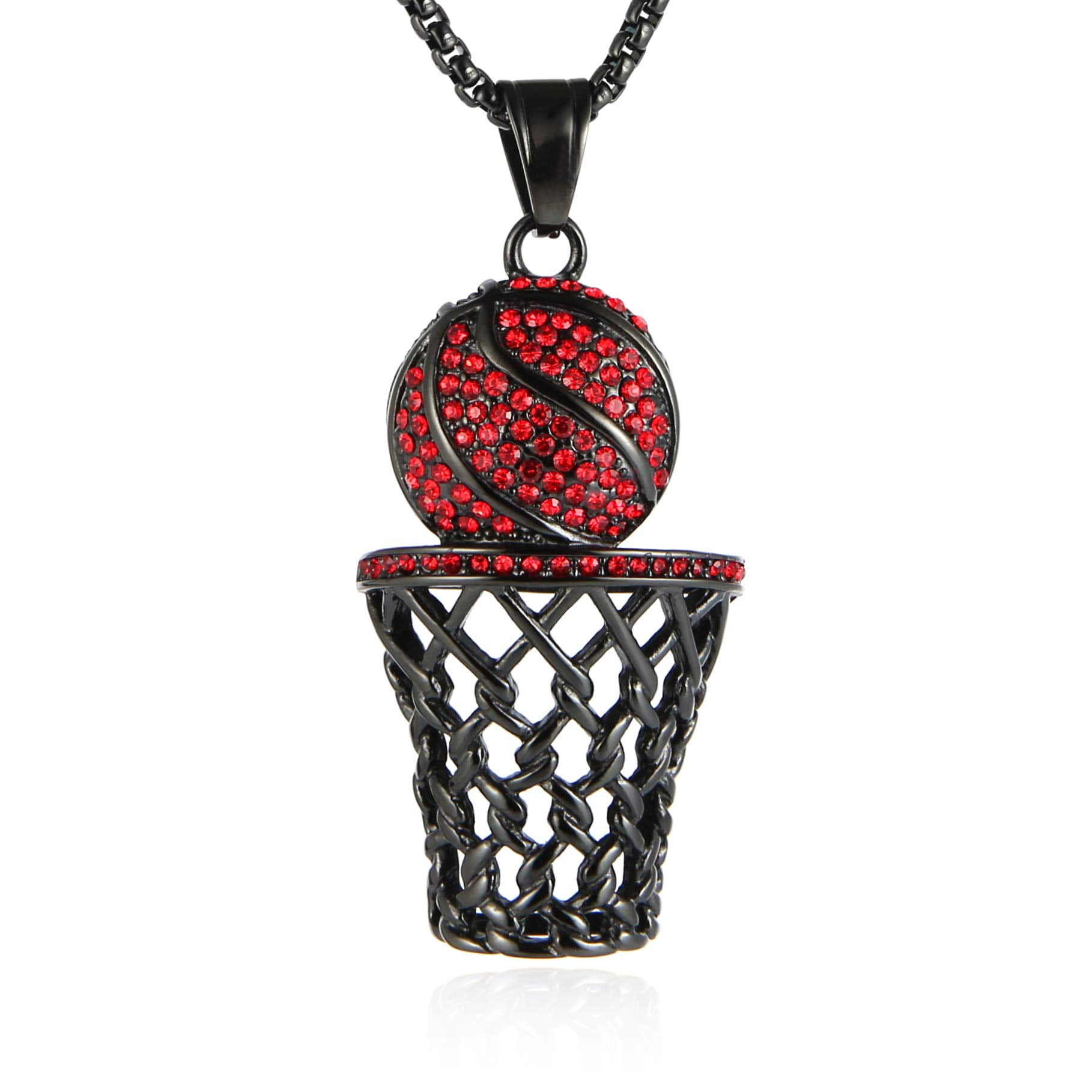 HZMAN Mens 18k Gold Silver Plated Basketball Rim CZ Inlay Pendant Hip ...